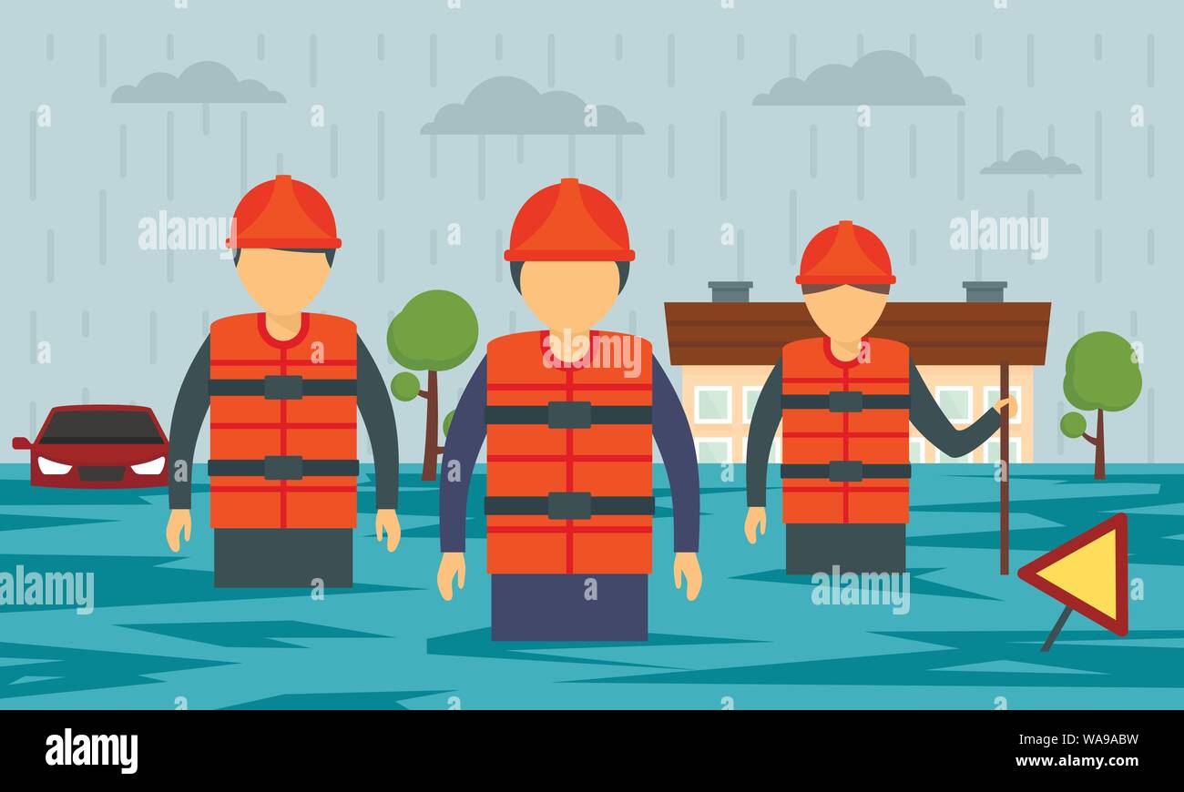 Flood concept banner. Flat illustration of flood vector concept banner ...