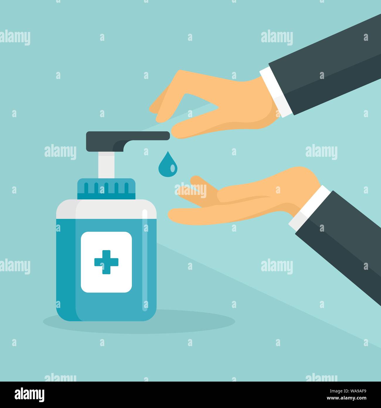 Sanitation hand concept banner. Flat illustration of sanitation hand ...