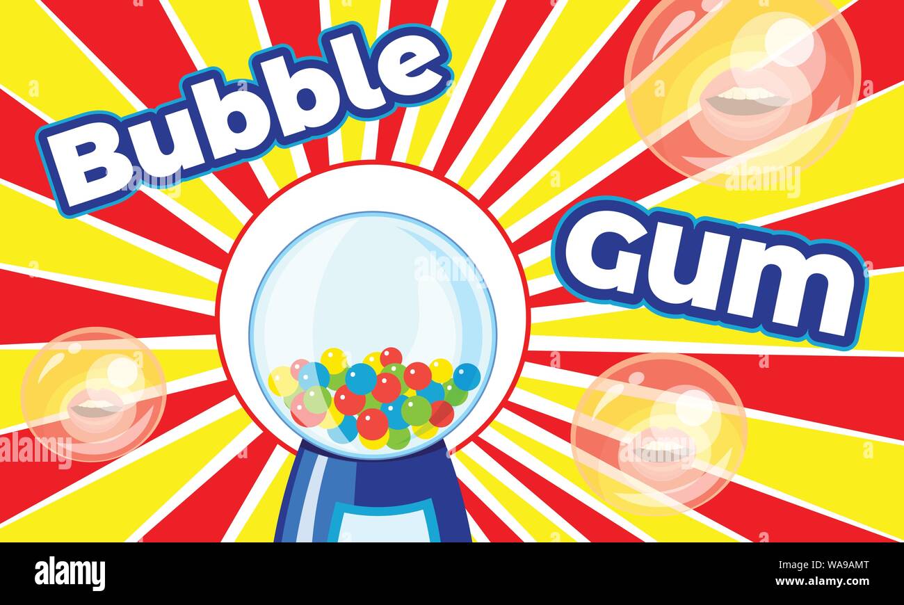 Bubble gum concept banner. Cartoon illustration of bubble gum vector concept banner for web ...