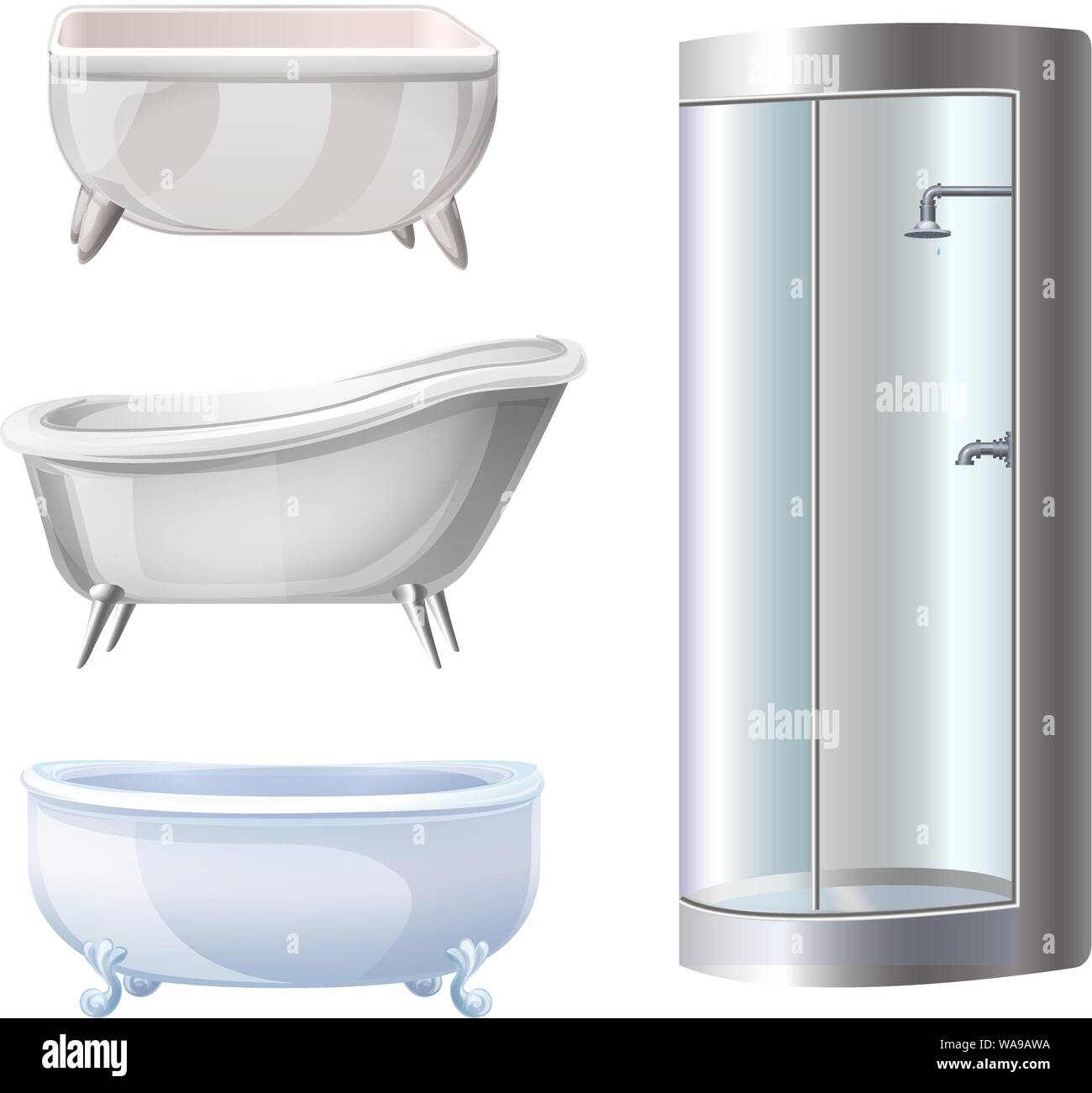 Bathtub icons set. Cartoon set of bathtub vector icons for web design ...