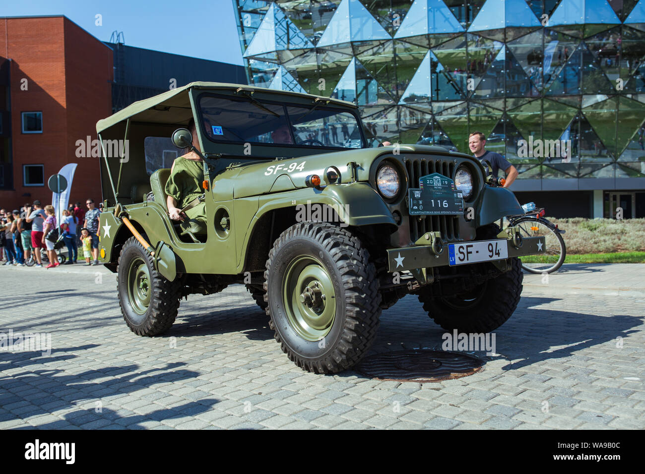 City Riga, Latvian republic. Retro car party. Oldtimer cars at the ...