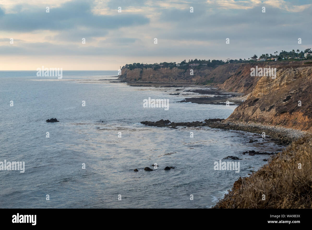 Beautiful Southern California coastline view of the tall cliffs of ...