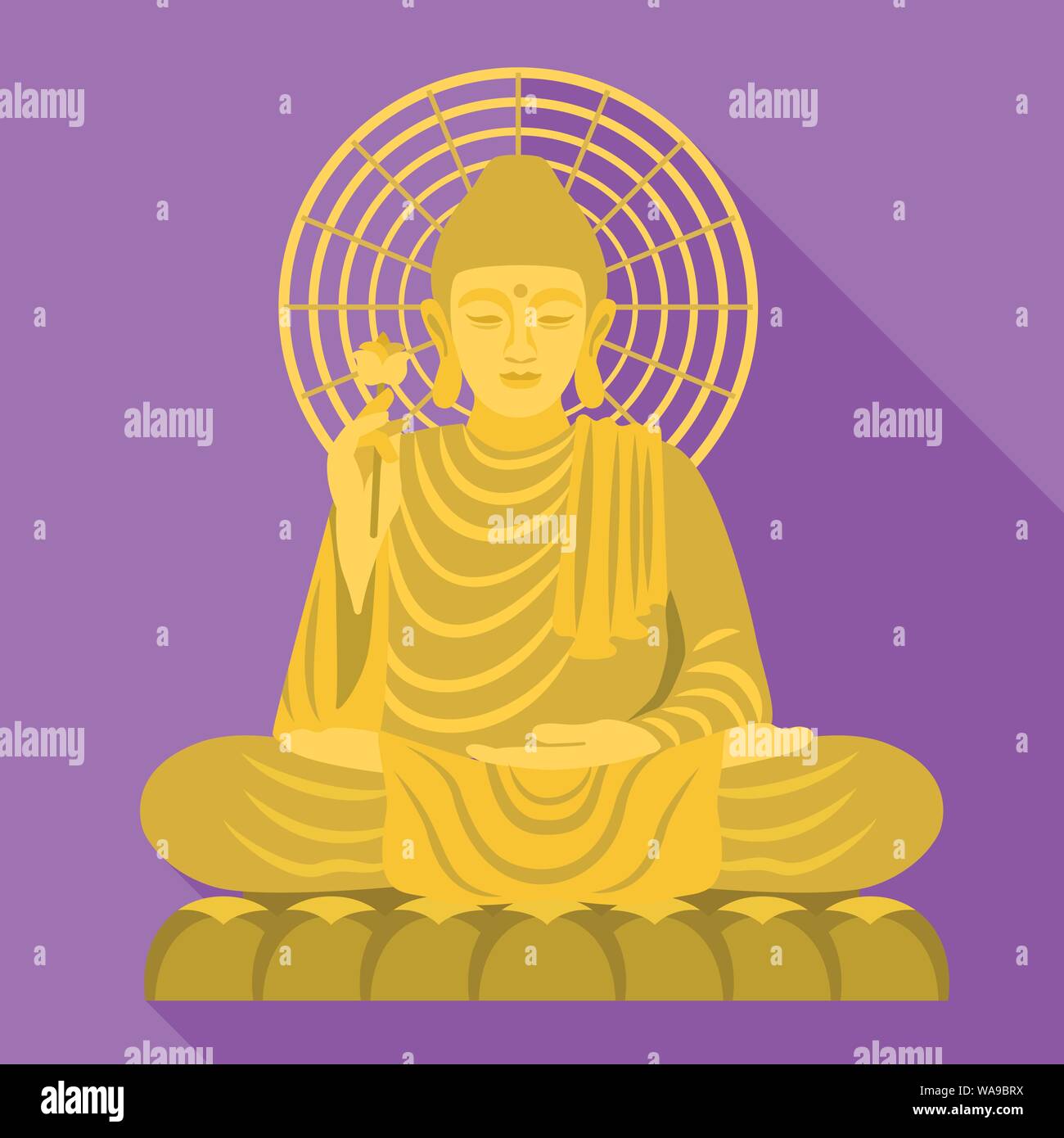 Vietnam Buddha statue icon. Flat illustration of Vietnam Buddha statue ...