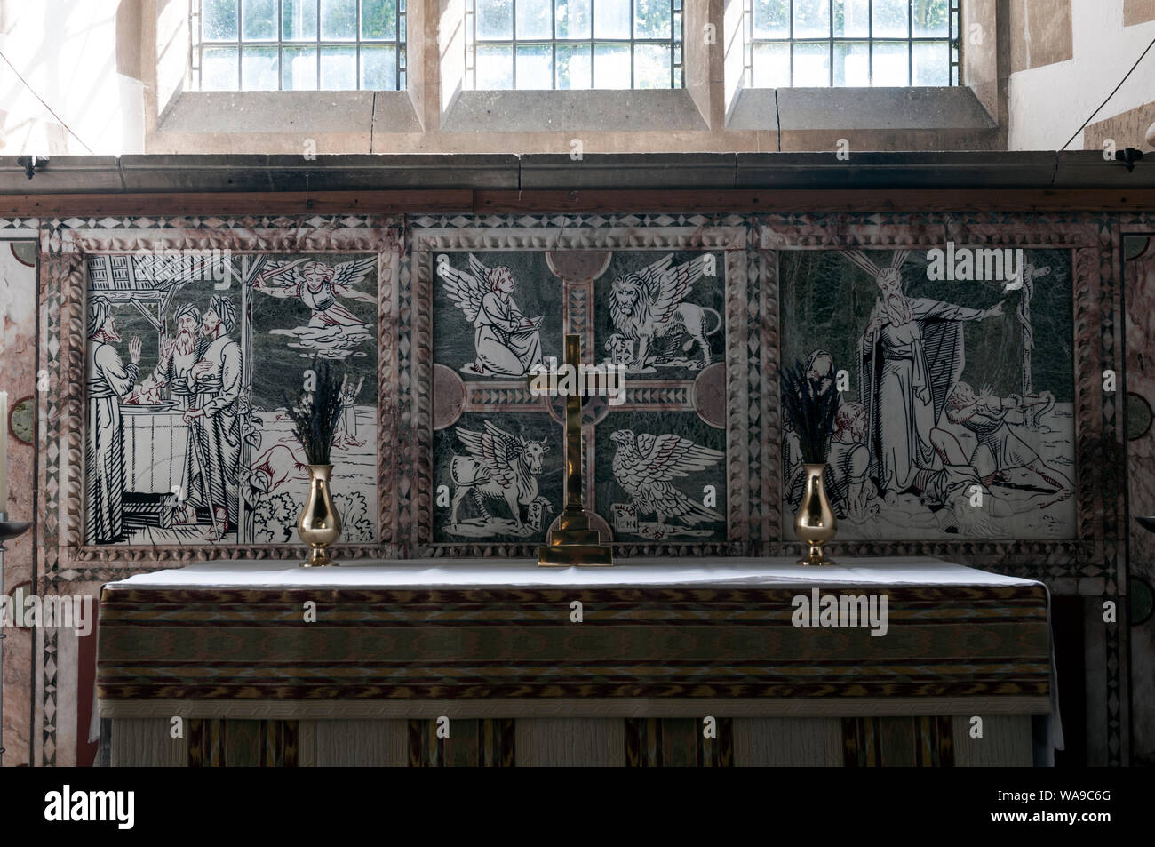 The marble reredos and altar in St. Martin of Tours Church, Lyndon ...