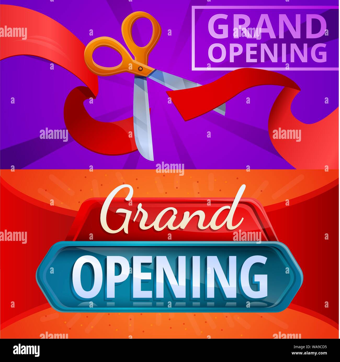 Launch event banner set. Cartoon illustration of launch event vector ...