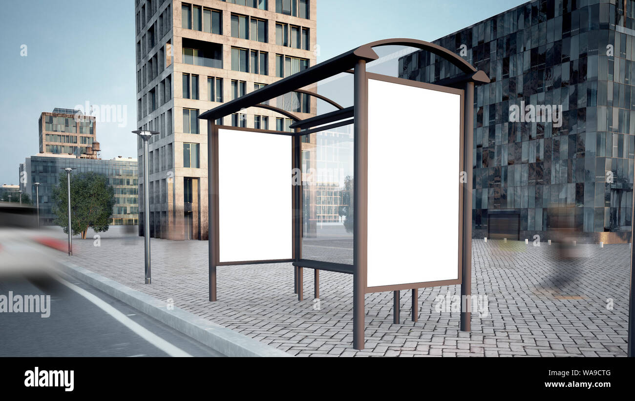bus stop mockup 3d rendering Stock Photo - Alamy