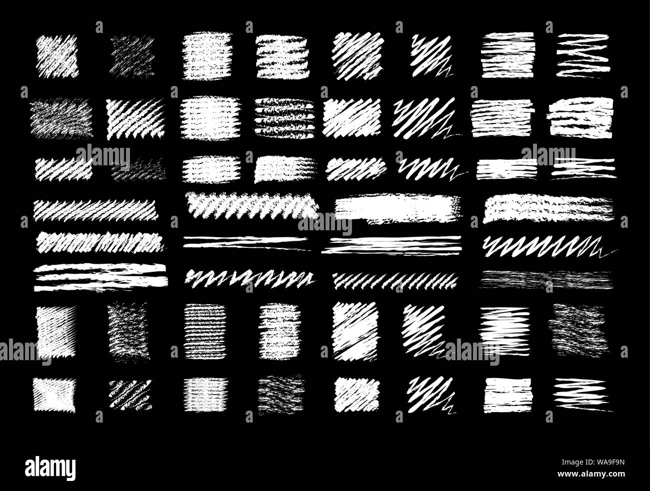 Chalk style marker scribble set illustration. Hand drawn chalked square ...