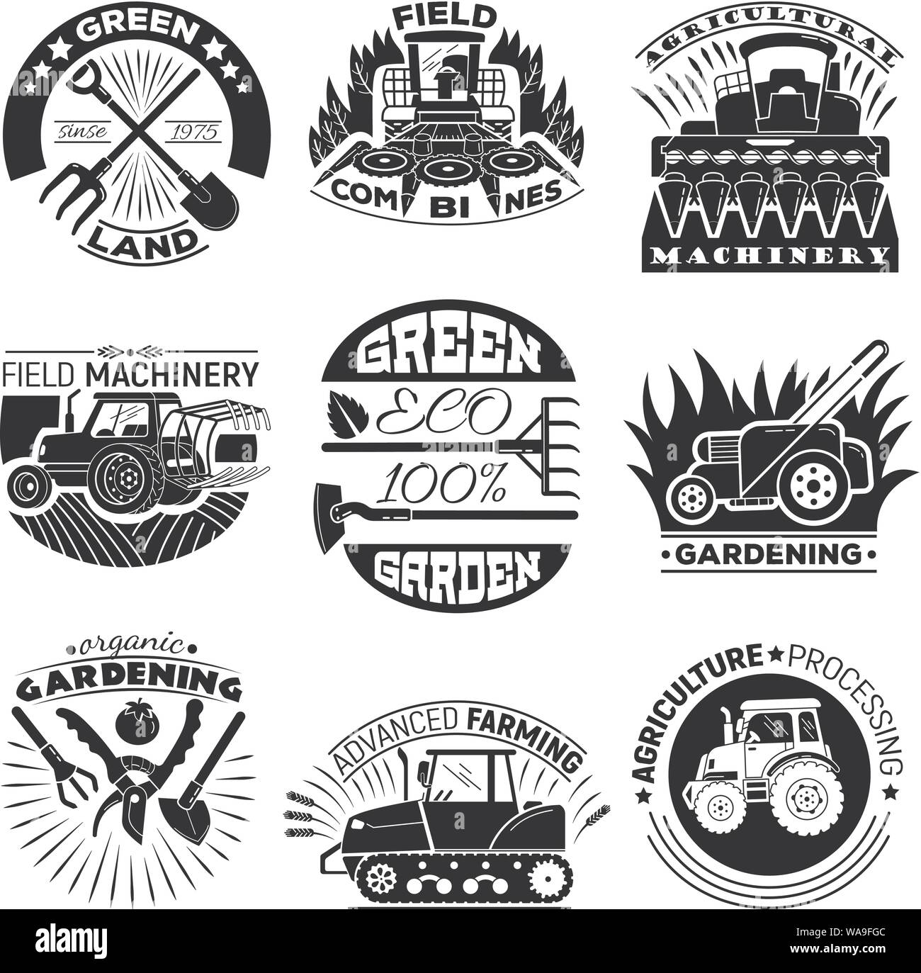 Farming equipment logo set, simple style Stock Vector Image & Art - Alamy