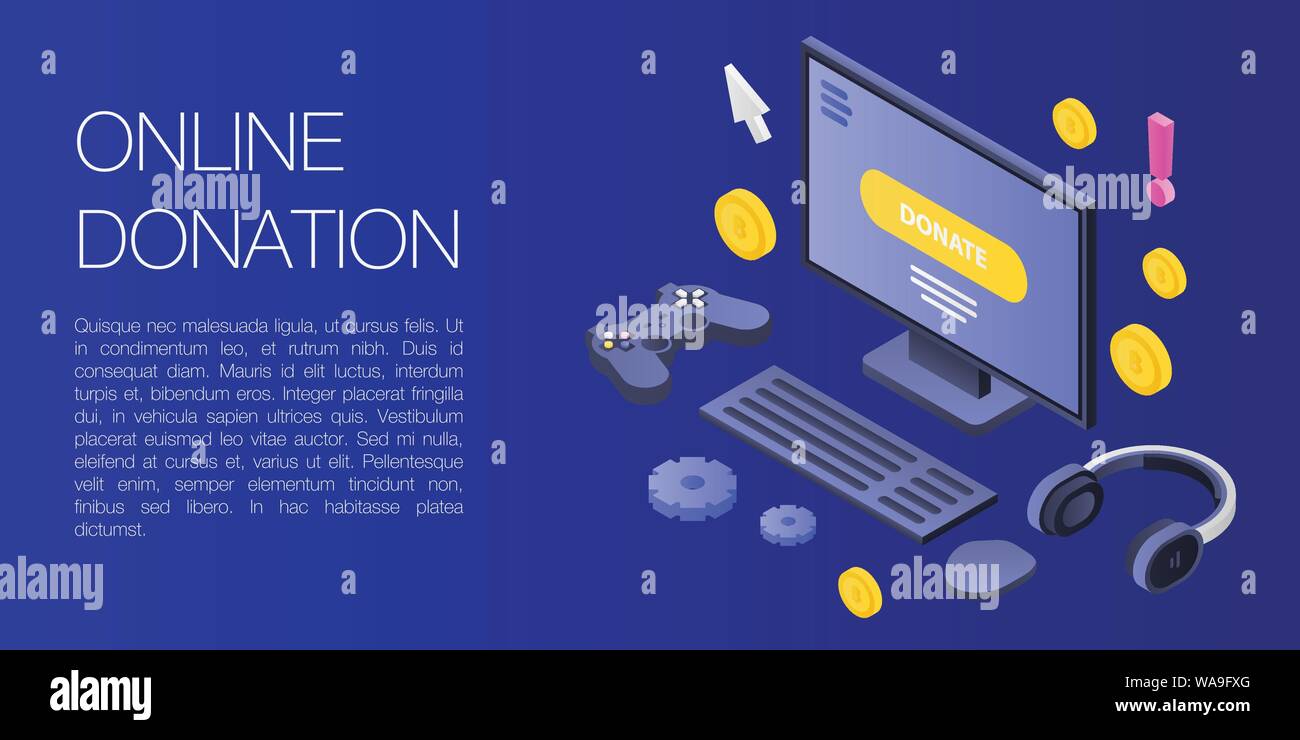 Online donation concept banner, isometric style Stock Vector Image ...