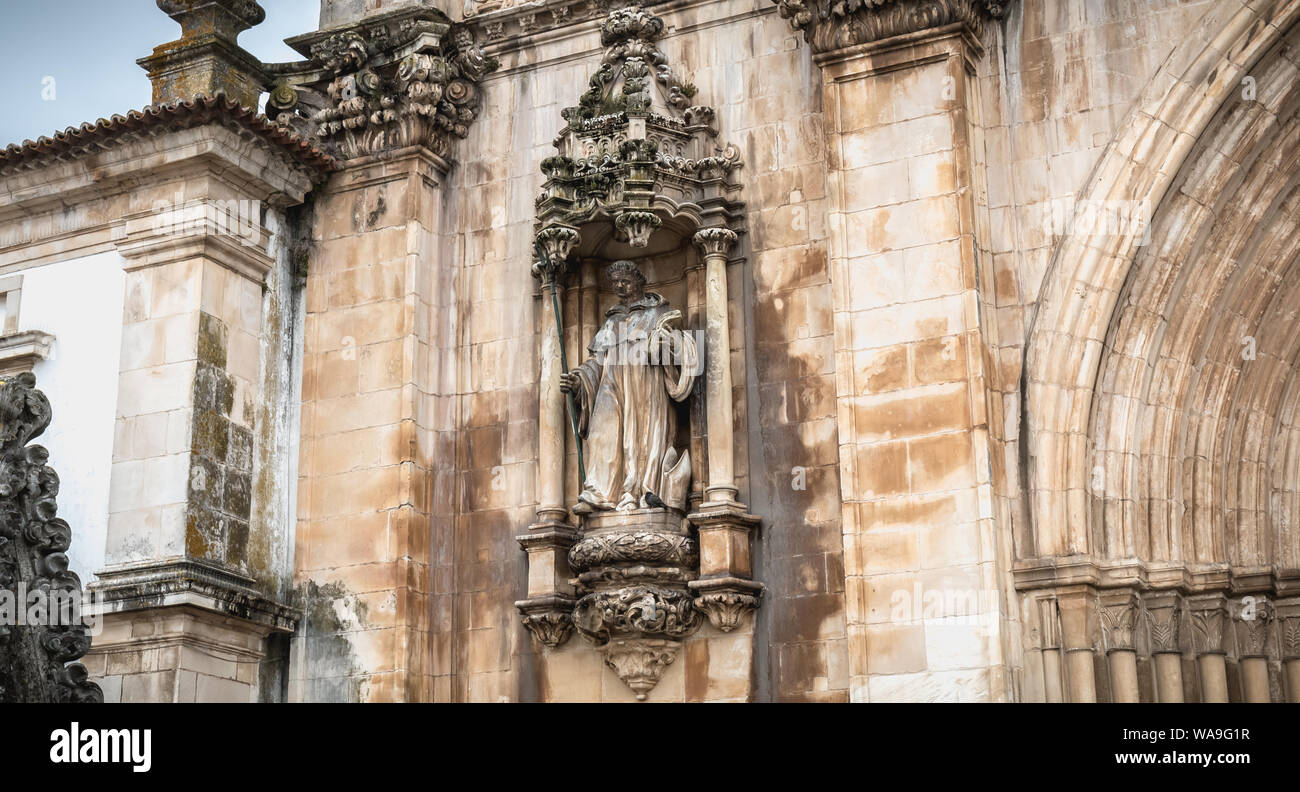 architectural detail of the monastery of Alcobaca, Portugal on a spring ...