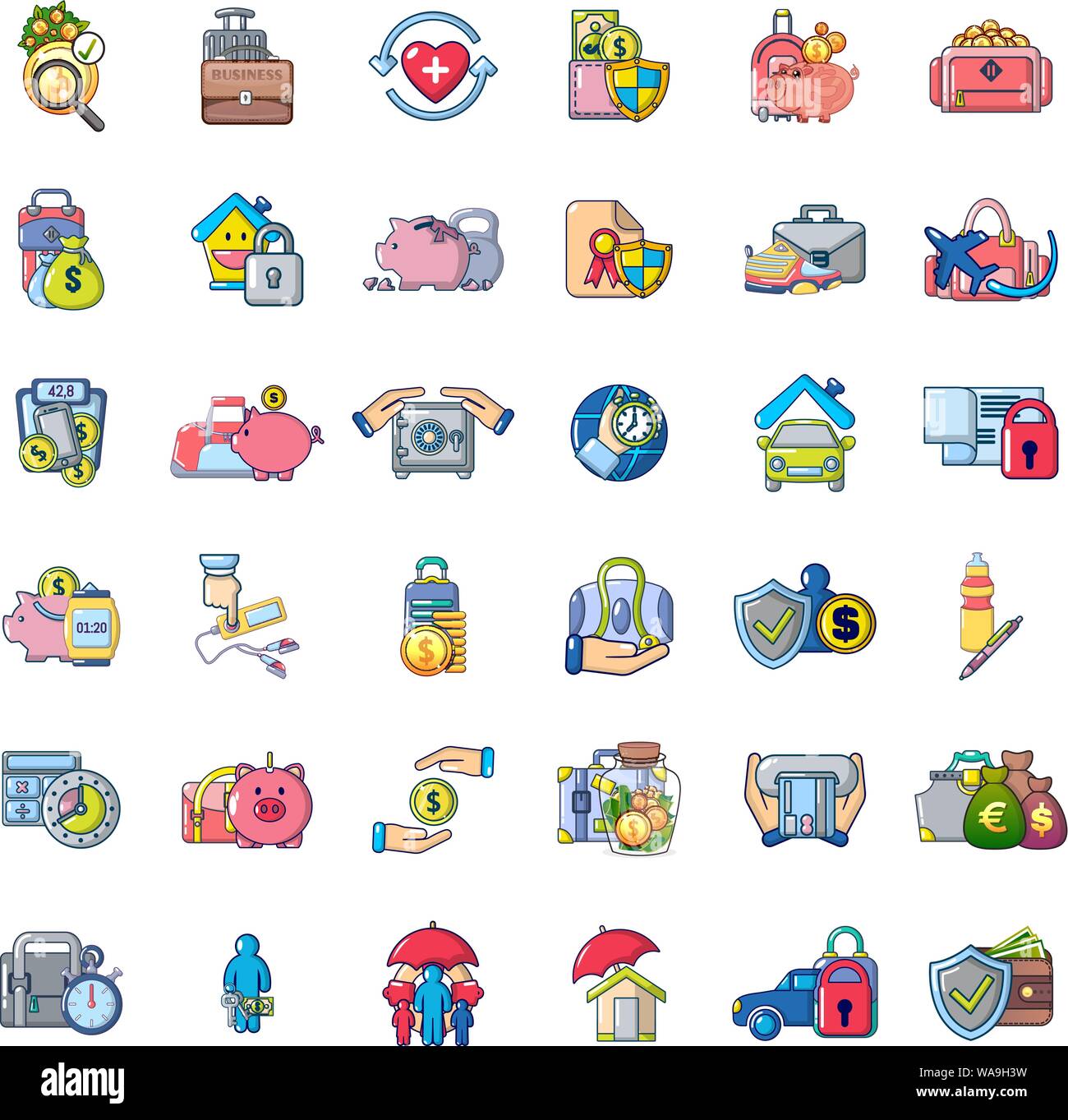 Cash accumulation icons set, cartoon style Stock Vector Image & Art - Alamy