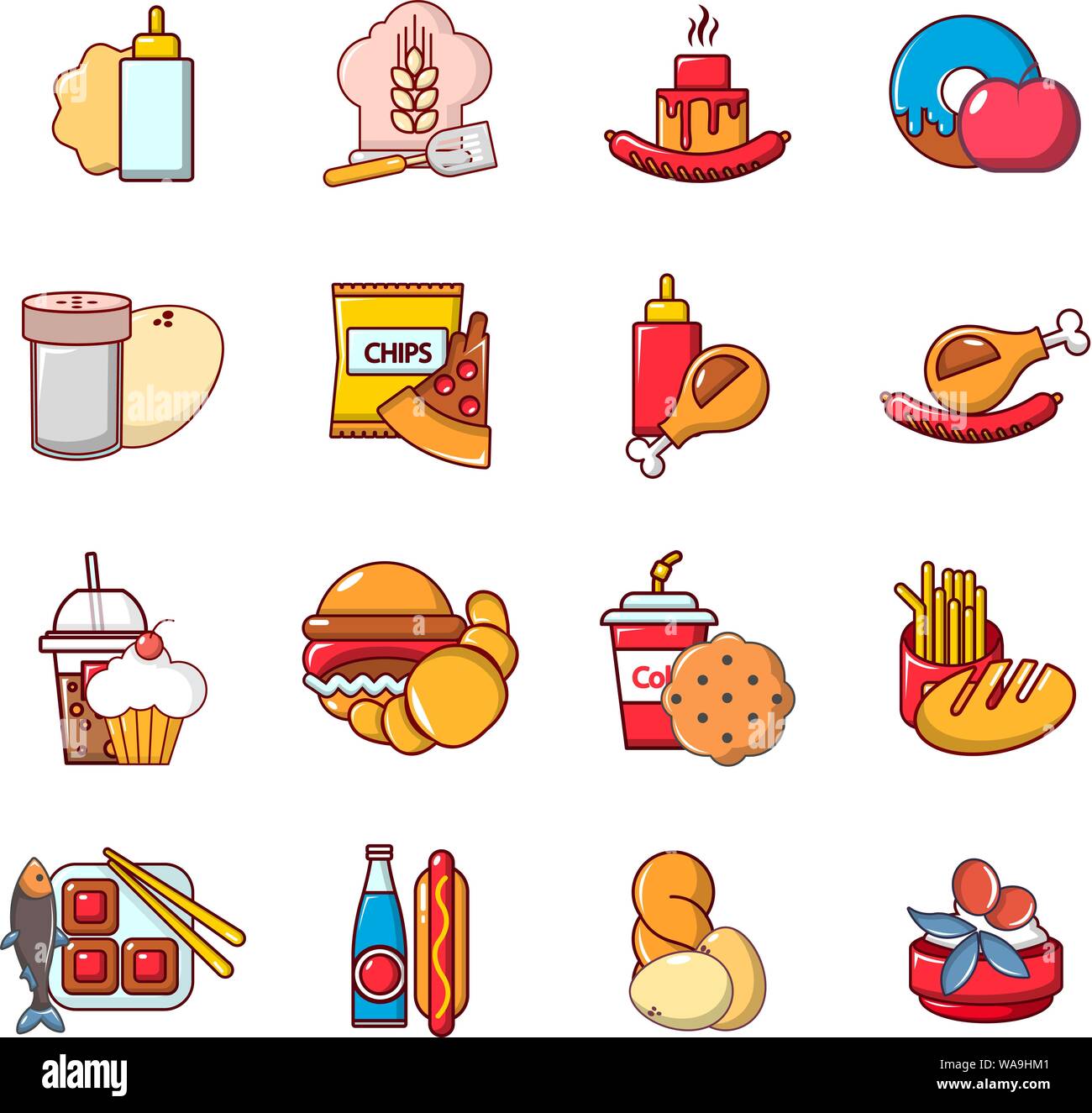 Foodstuff icons set, cartoon style Stock Vector Image & Art - Alamy