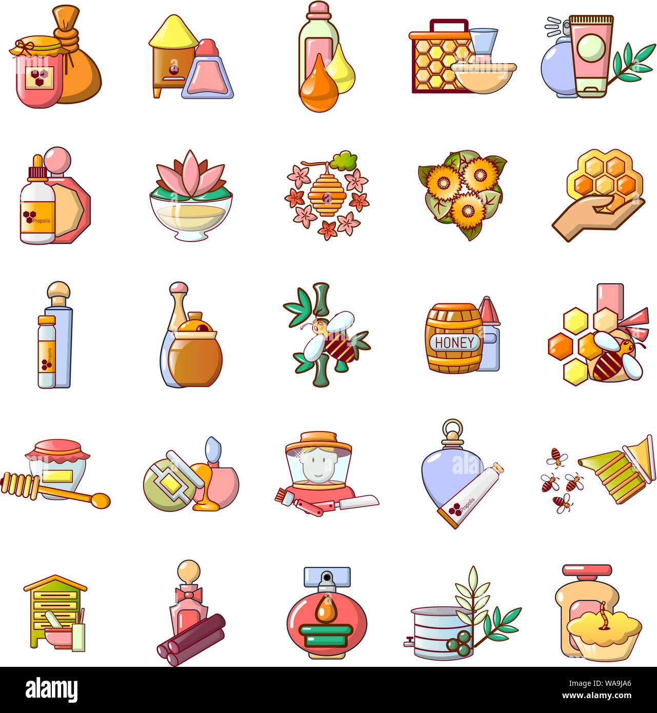 Honey icons set, cartoon style Stock Vector Image & Art - Alamy