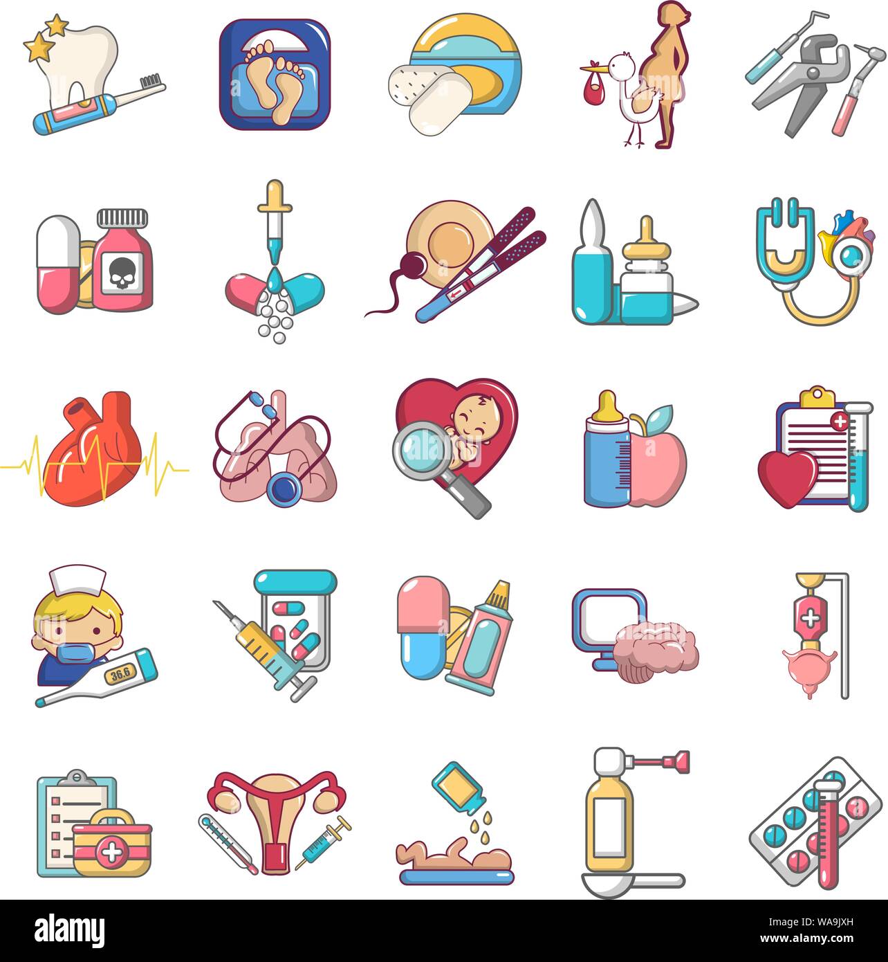 General medical icons set, cartoon style Stock Vector Image & Art - Alamy