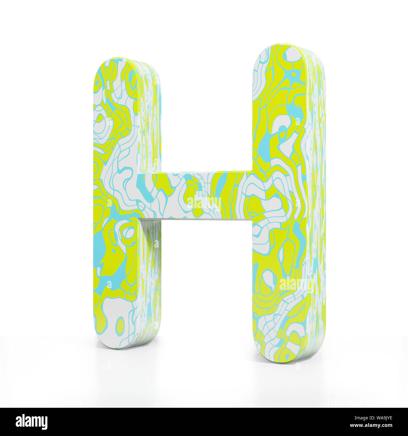 3D rendering letter H on white background. Signs and symbols. Colorful ...