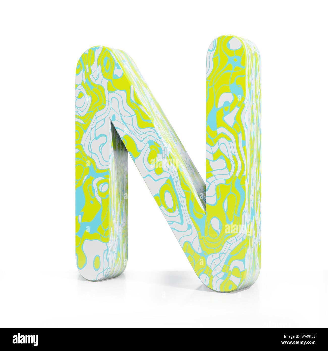 3D rendering letter N on white background. Signs and symbols. Colorful ...