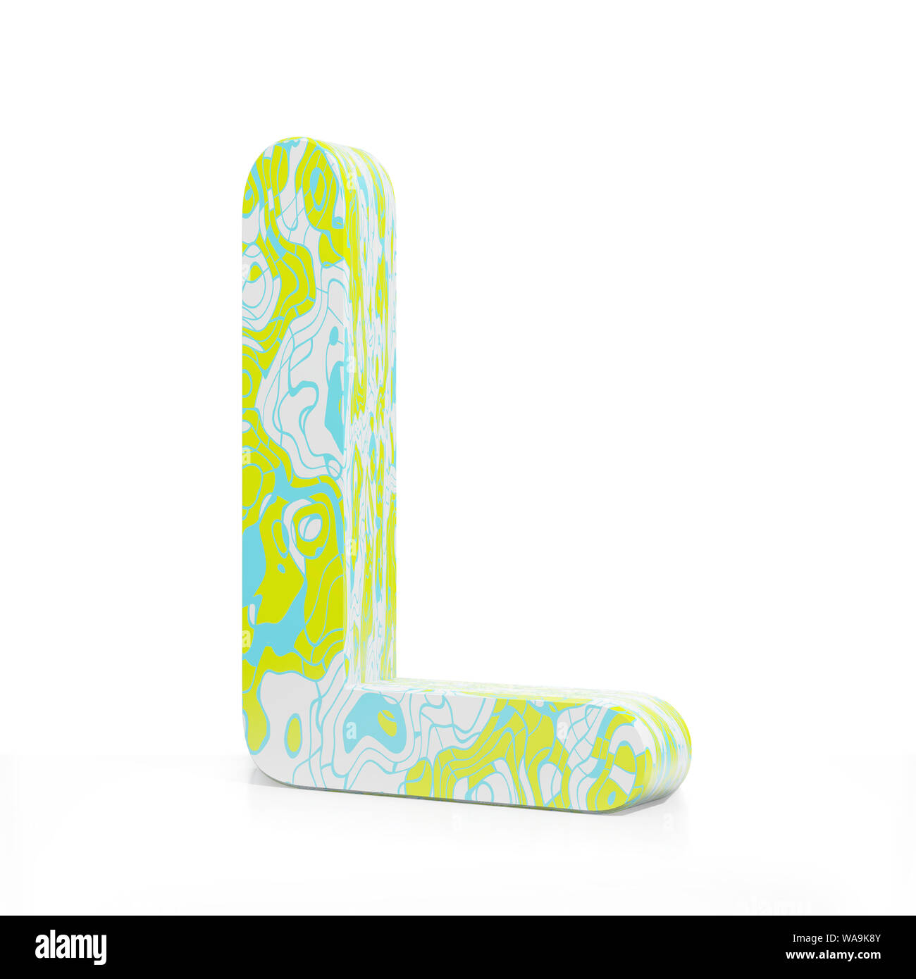 3D rendering letter L on white background. Signs and symbols. Colorful ...