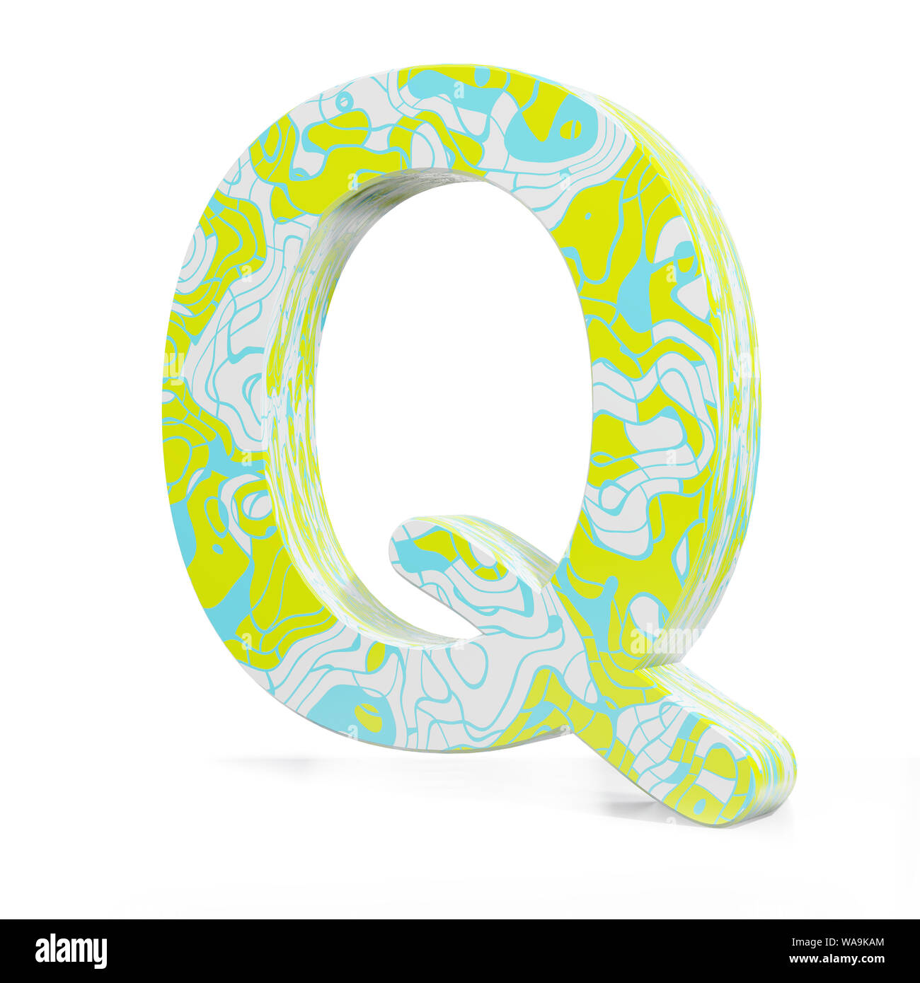 3D rendering letter Q on white background. Signs and symbols. Colorful ...