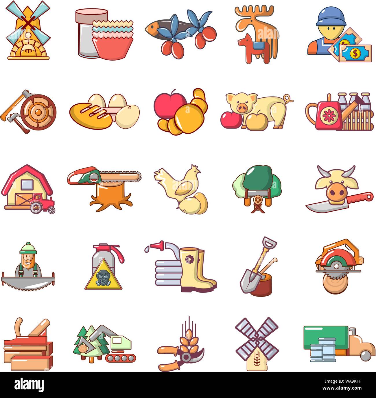 Rural district icons set, cartoon style Stock Vector Image & Art - Alamy