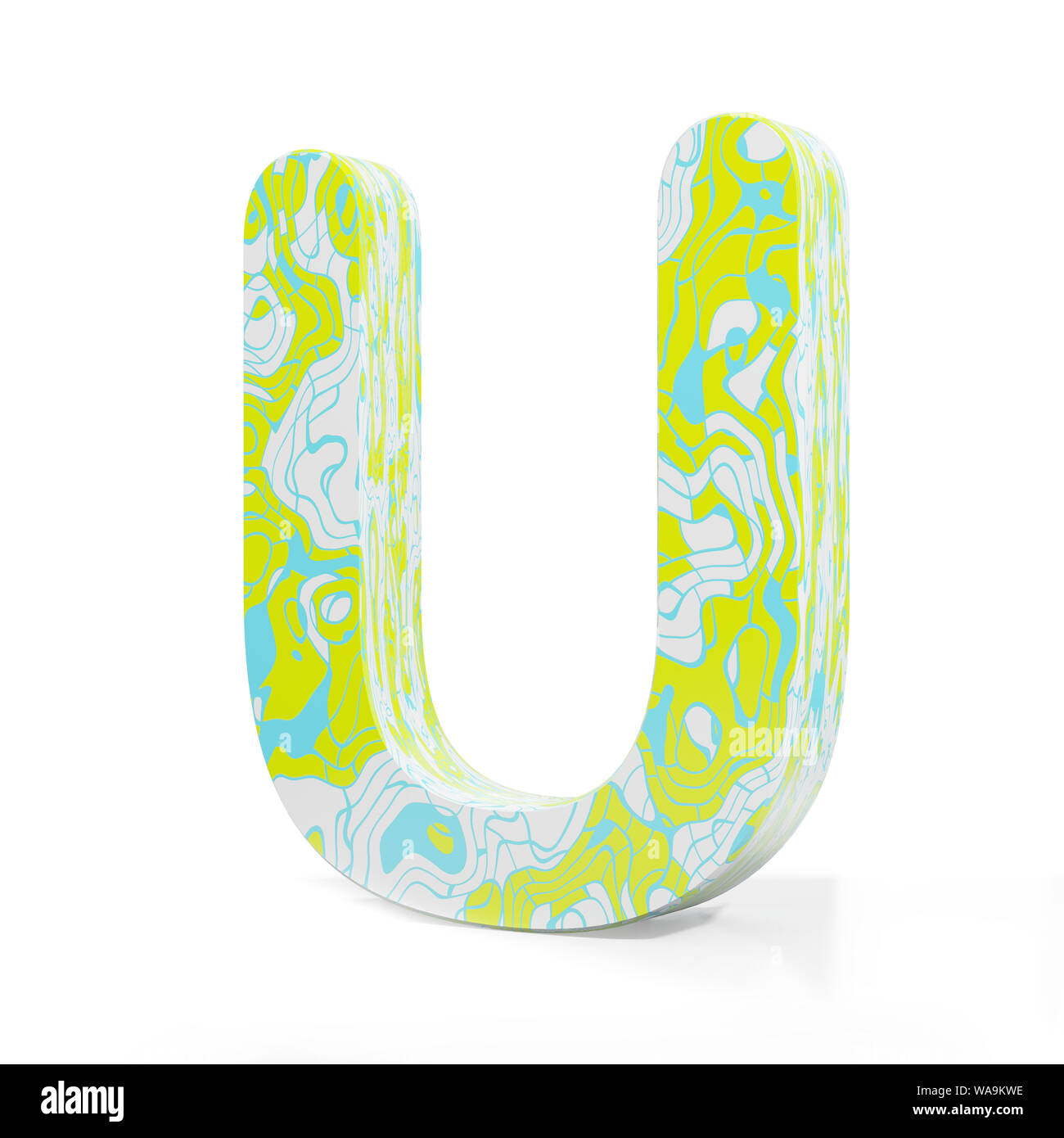3D rendering letter U on white background. Signs and symbols. Colorful Alphabet. Textured ...