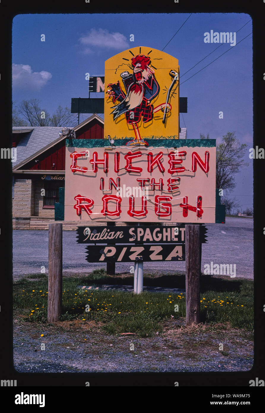 Chicken in the rough restaurant sign hi-res stock photography and ...