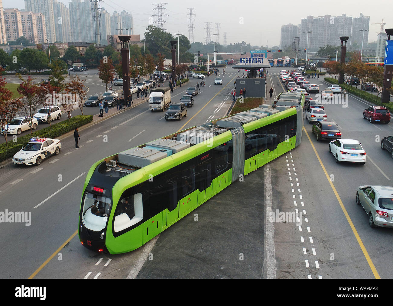 --FILE--A railless train, developed by the CRRC Zhuzhou Institute Co ...