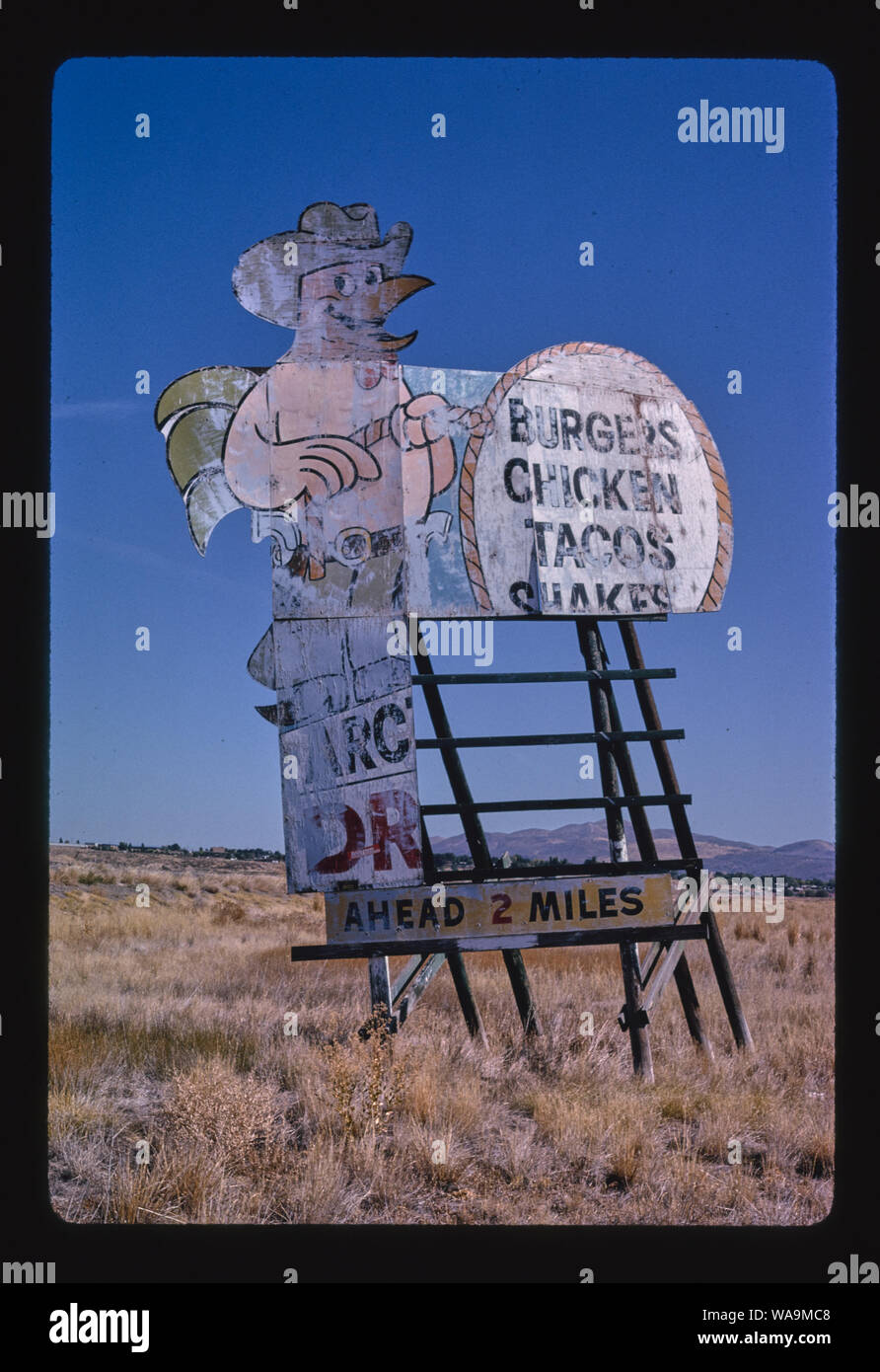 Chicken cowboy billboard, Elko, Nevada Stock Photo - Alamy