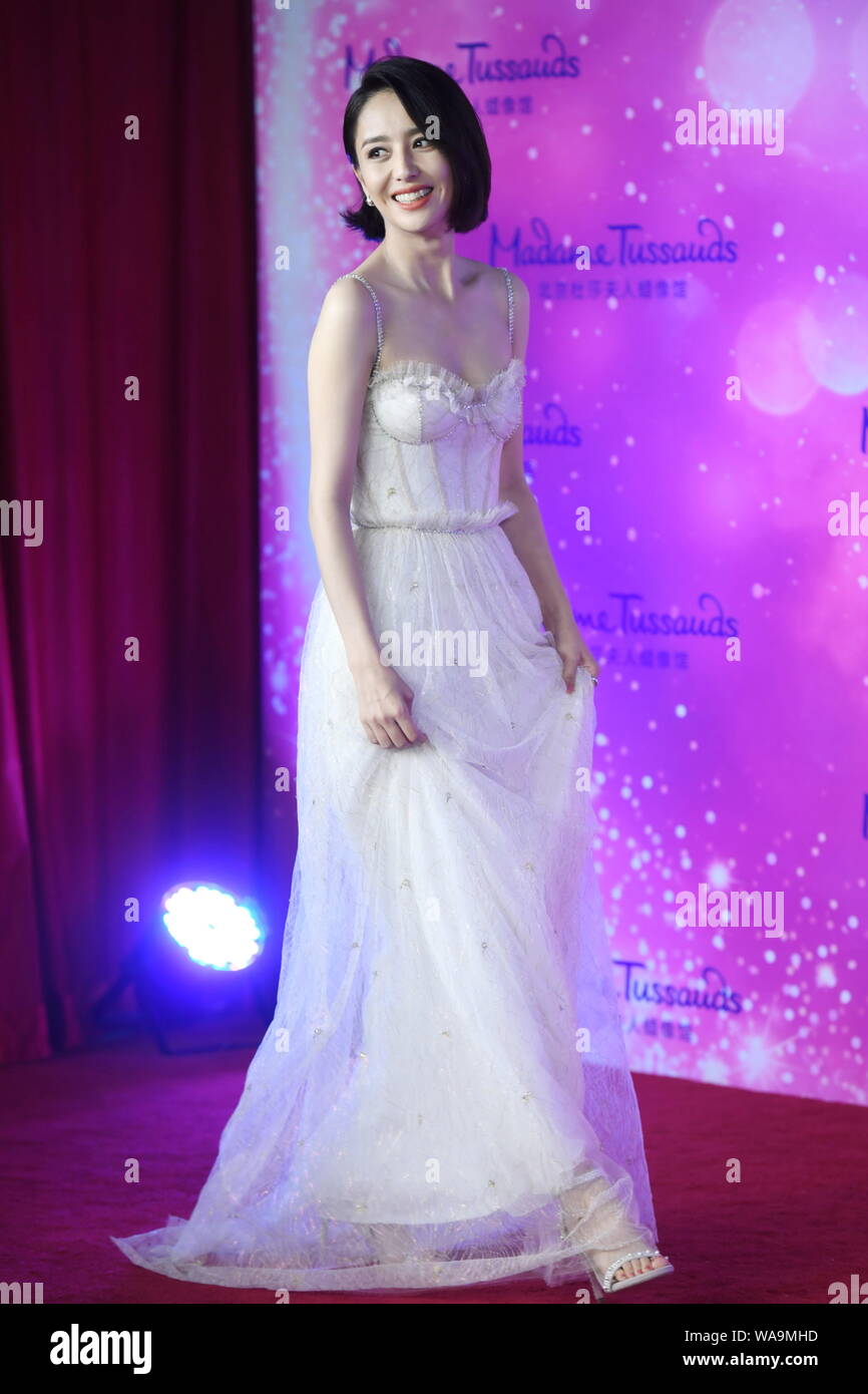 Chinese actress Tong Liya attends an unveiling ceremony for her own wax ...