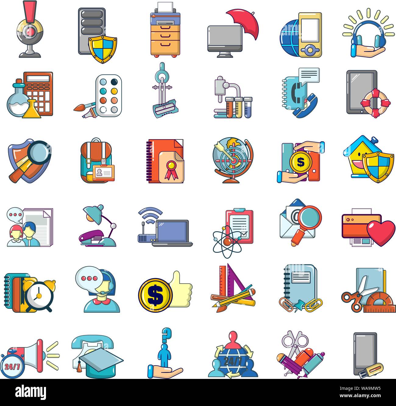 Scientific process icons set, cartoon style Stock Vector Image & Art ...