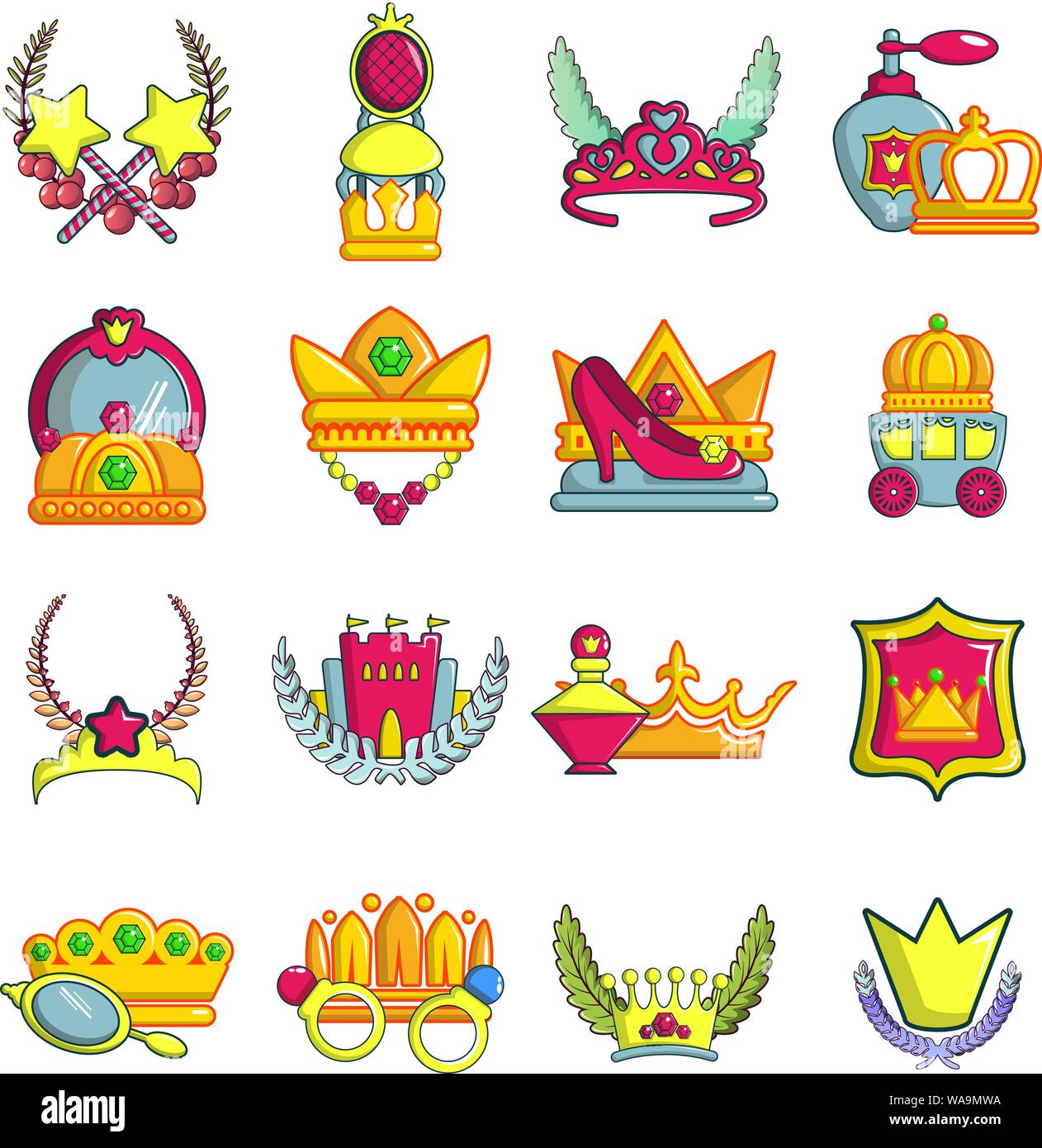 Princess icons set, cartoon style Stock Vector Image & Art - Alamy