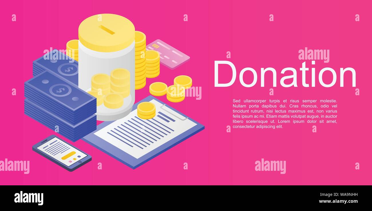 Donation concept banner, isometric style Stock Vector Image & Art - Alamy