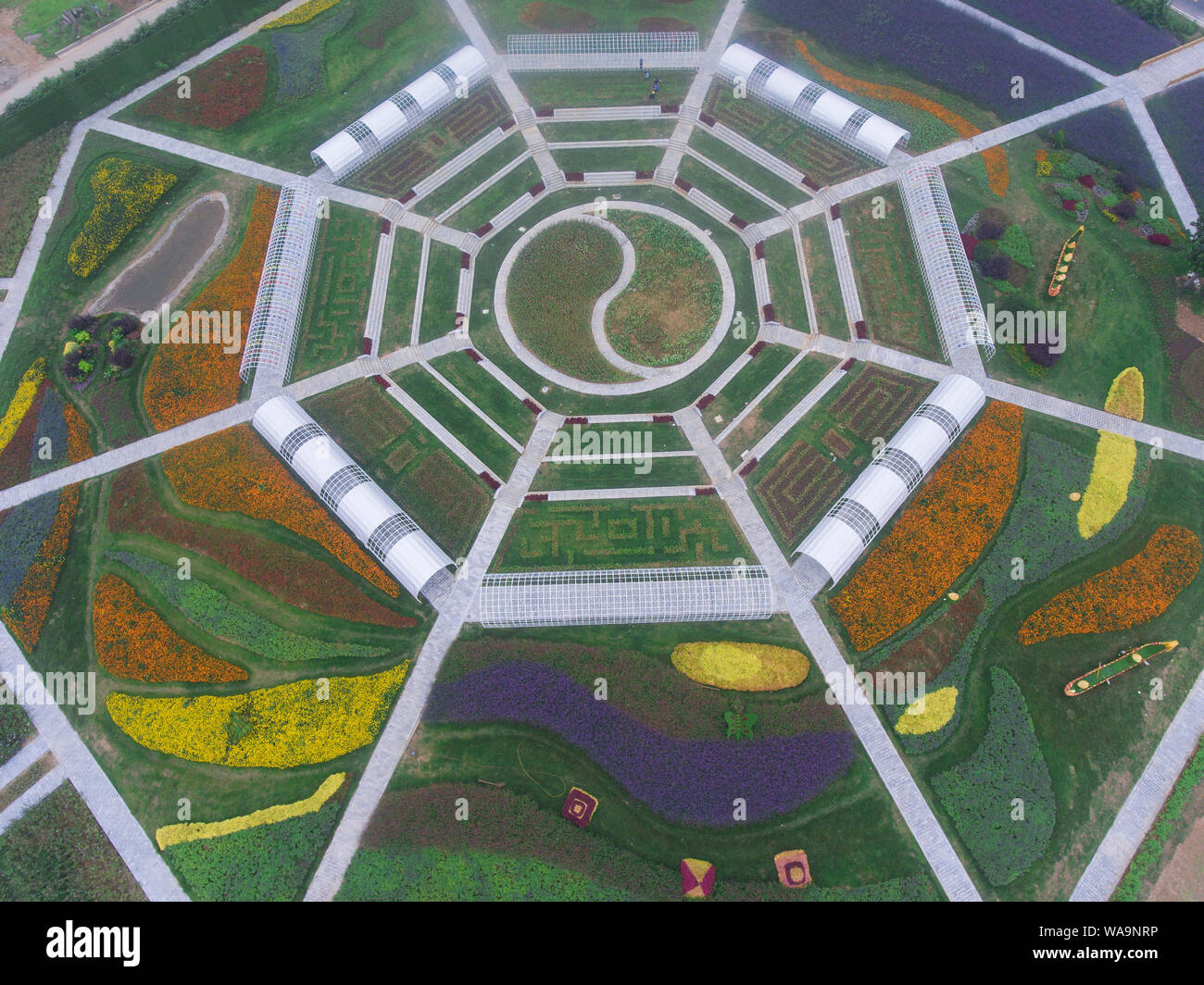 Aerial views of eight-diagram, also known bagua of feng shui in ...