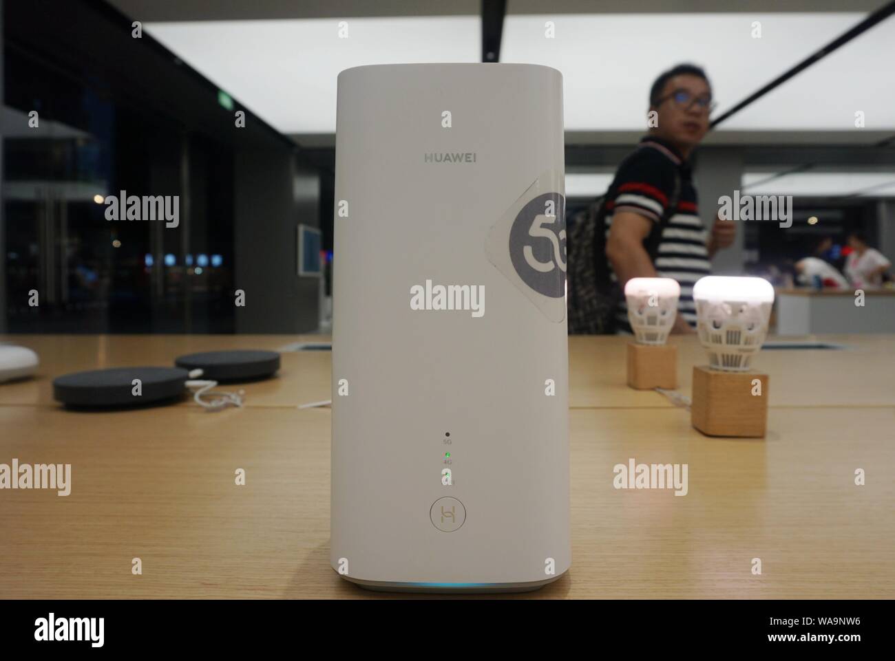 A Huawei 5G CPE Pro, the CPE (Customer Premise Equipment), is displayed ...