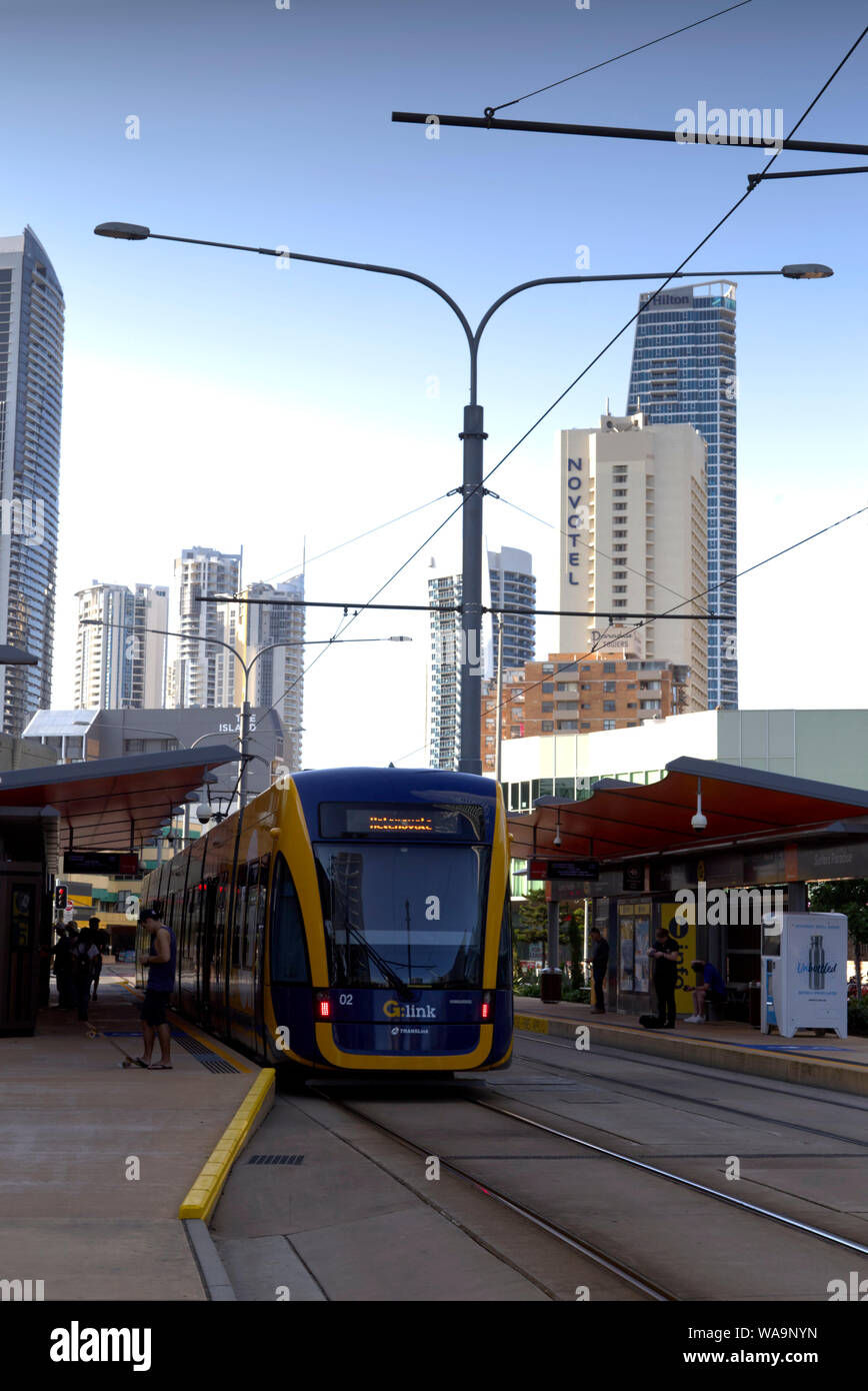 G Link light rail - tram at Surfers Paradise Gold Coast Queensland ...