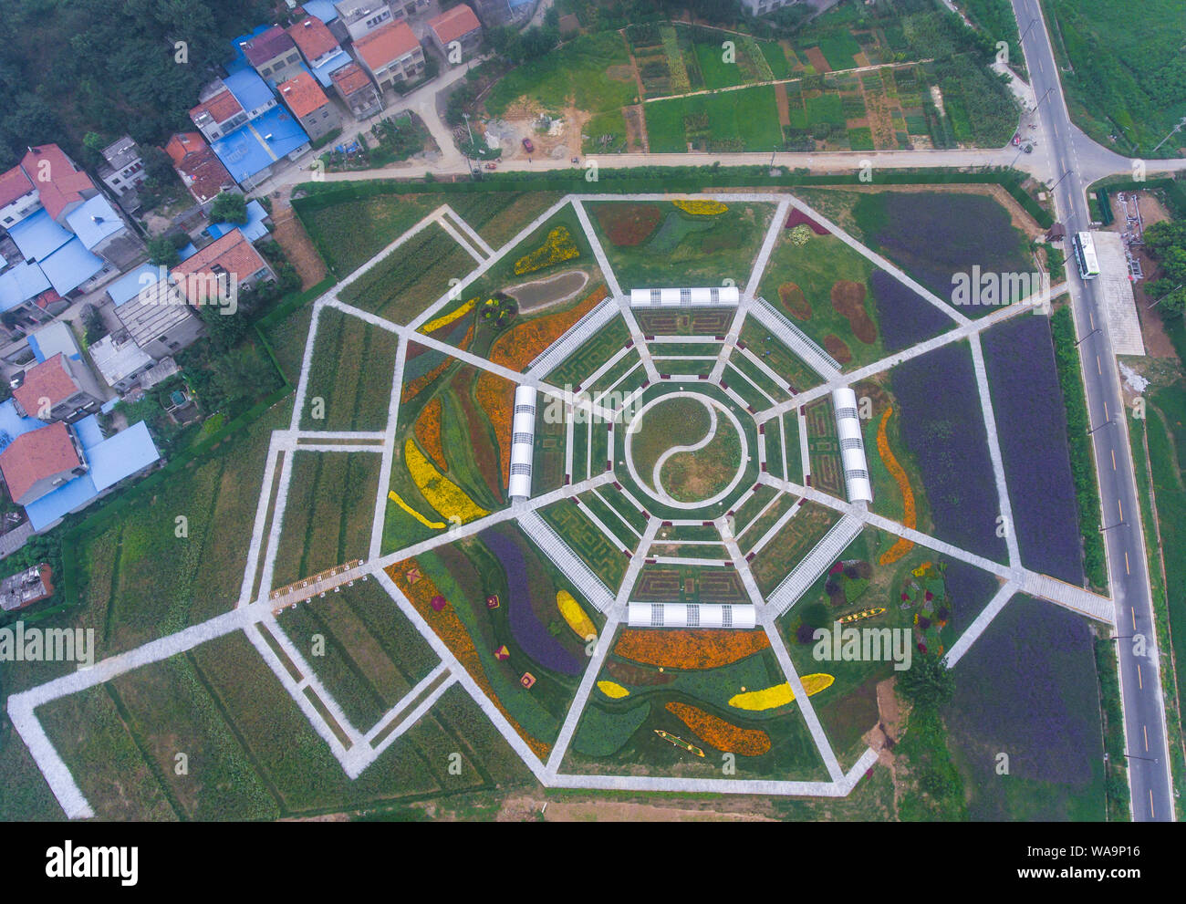 Aerial views of eight-diagram, also known bagua of feng shui in ...