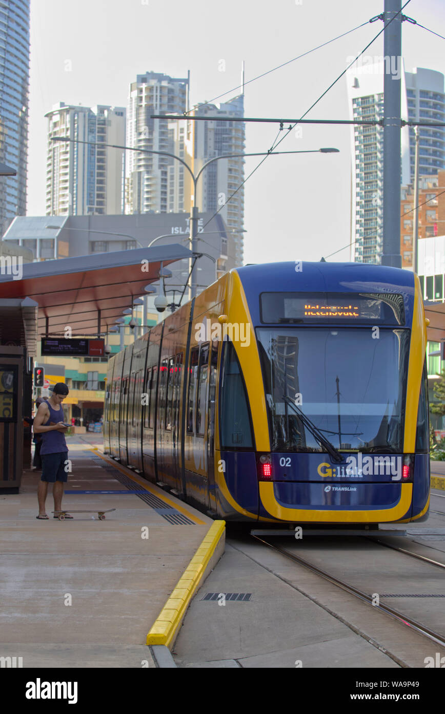 G Link light rail - tram at Surfers Paradise Gold Coast Queensland ...
