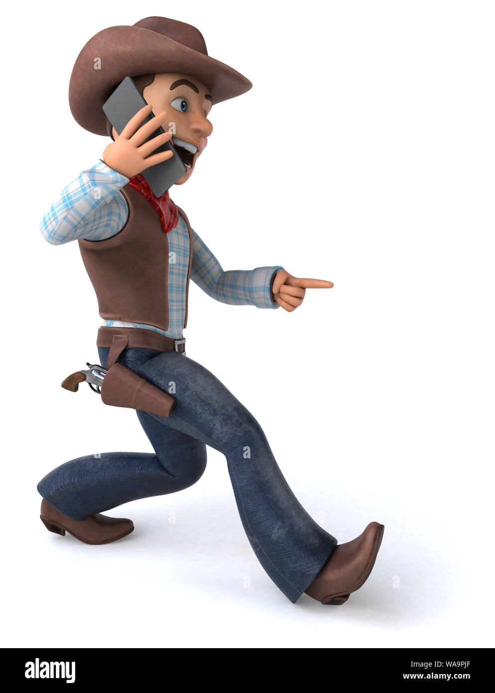 Fun cowboy - 3D Illustration Stock Photo - Alamy