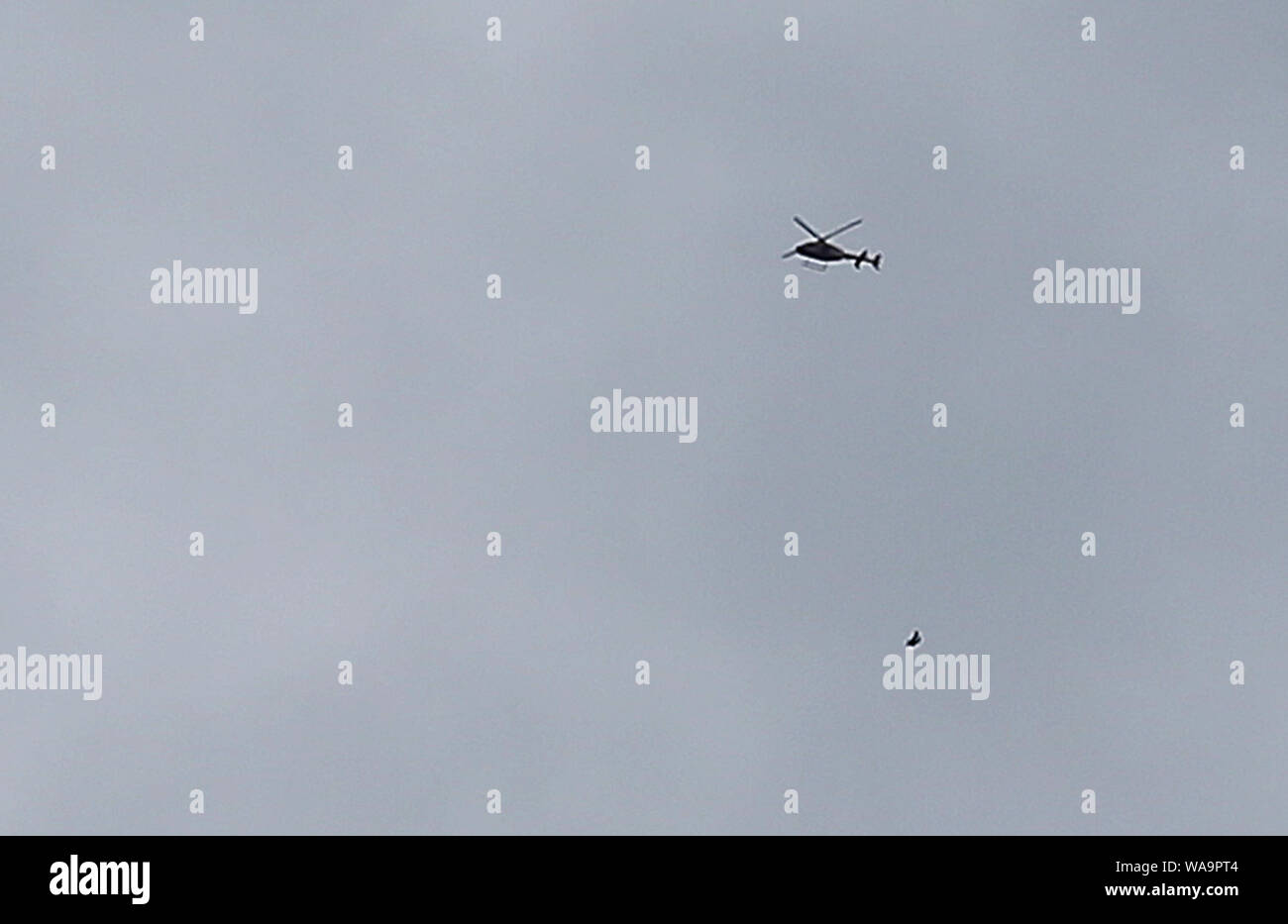 Chinese athlete Sheng Guangqiang wearing a jetwing powered by turbojet ...