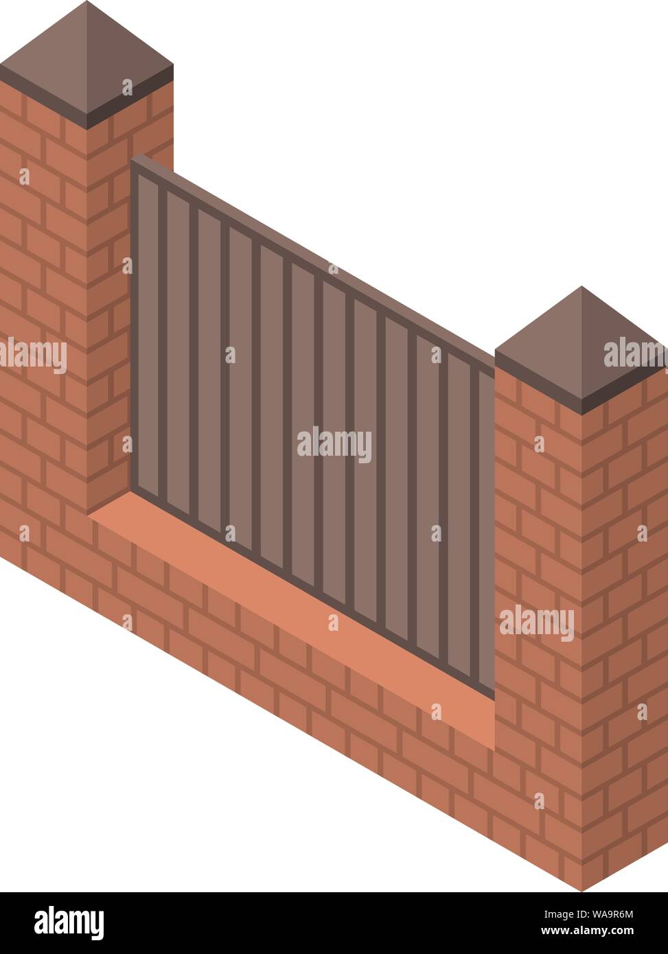 Red brick fence icon, isometric style Stock Vector Image & Art - Alamy