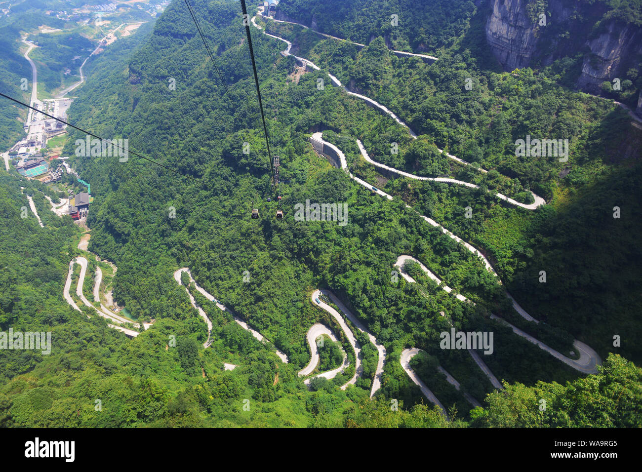Aerial view of the famous Tongtian Avenue, otherwise known as "Bending ...