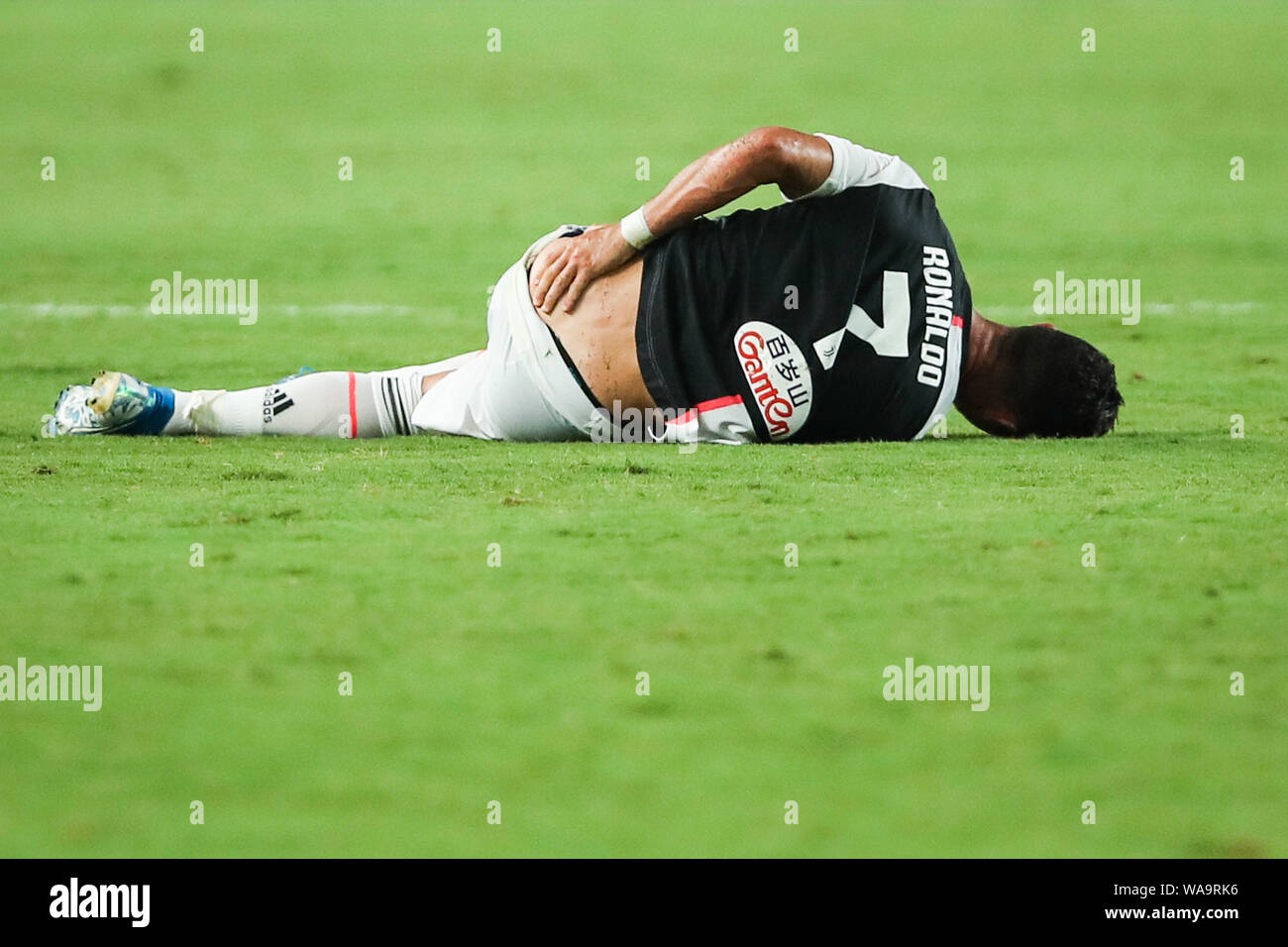 Portuguese football player Cristiano Ronaldo of Juventus F.C. falls ...