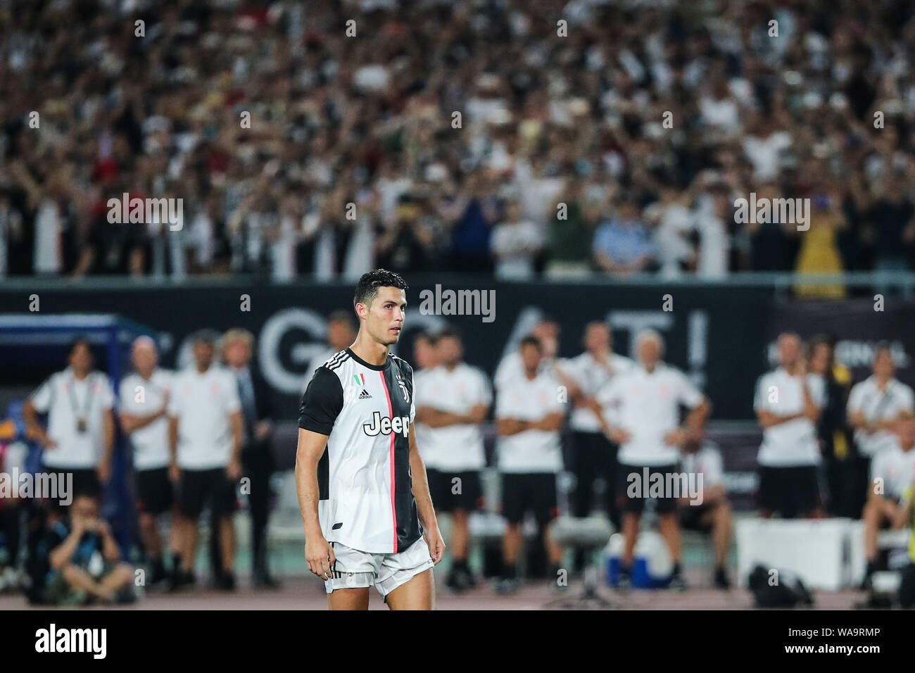 Portuguese football player Cristiano Ronaldo of Juventus F.C. reacts as ...