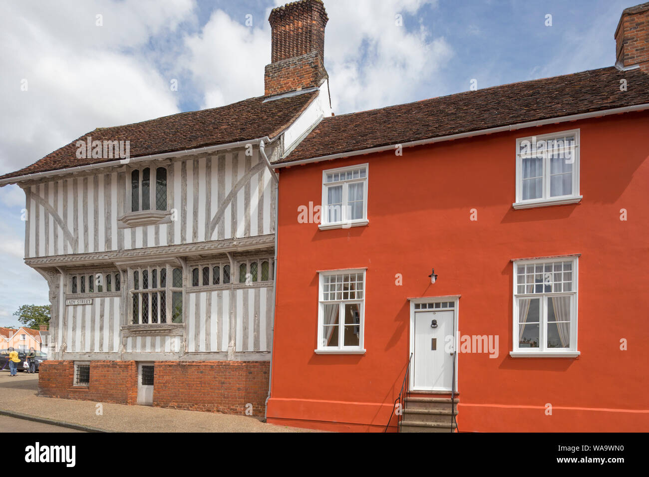 The picturesque medieval village of Lavenham, Suffolk, England, UK ...