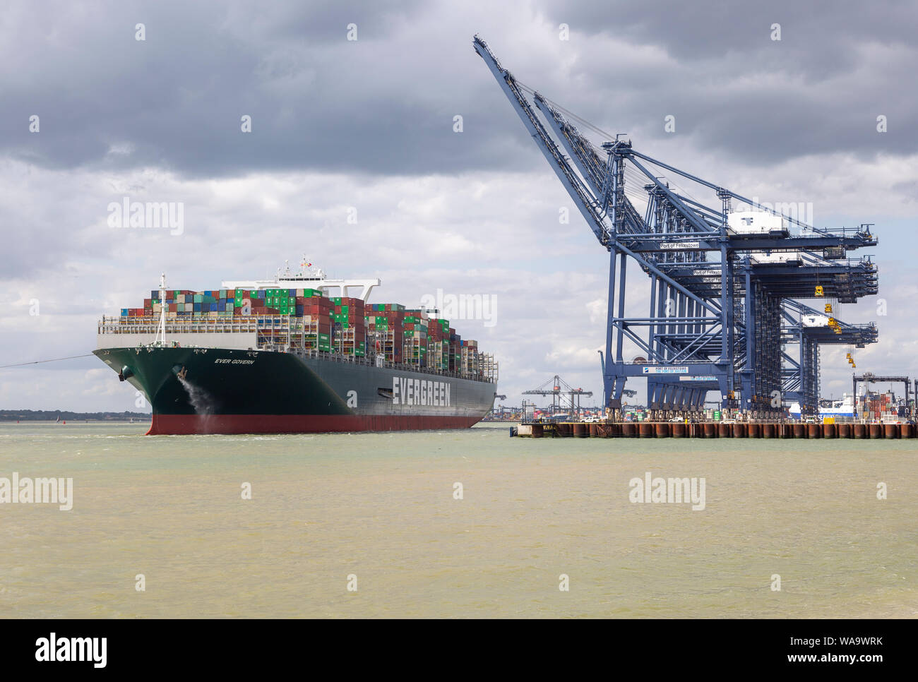 Evergreen Ever Govern one of the world's largest container ships making ...