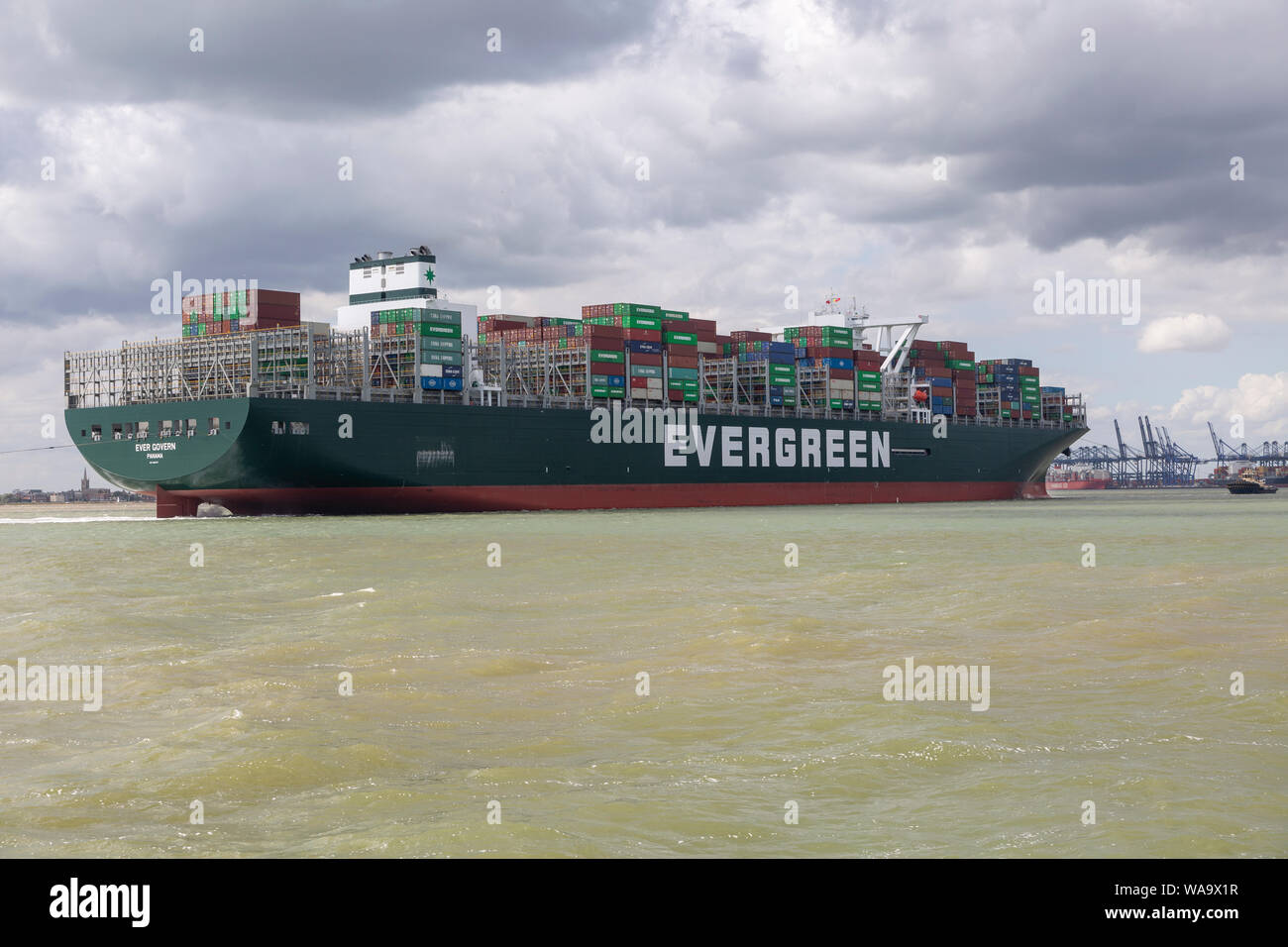 Evergreen Ever Govern one of the world's largest container ships making ...