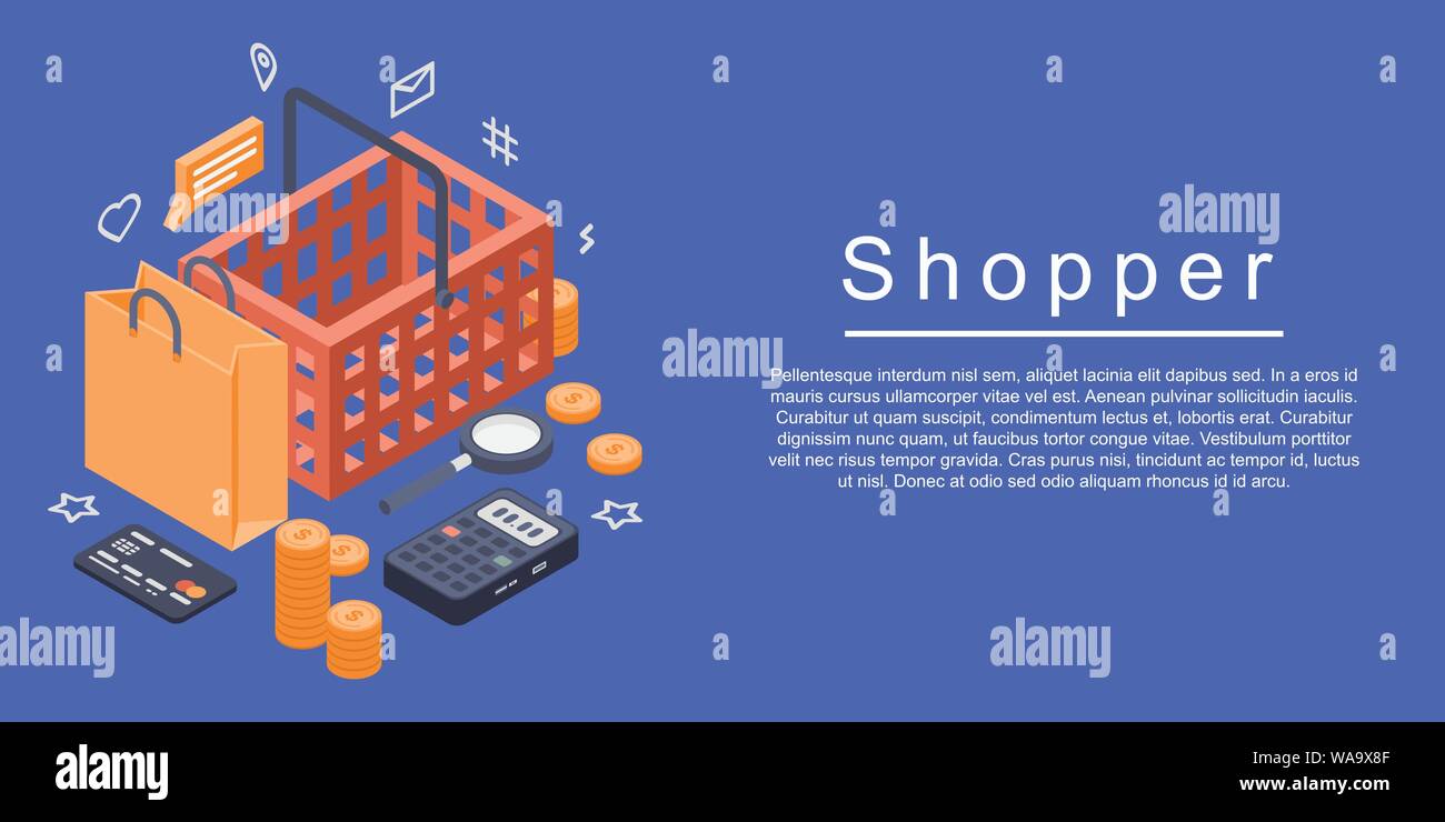 Shopper concept banner, isometric style Stock Vector Image & Art - Alamy