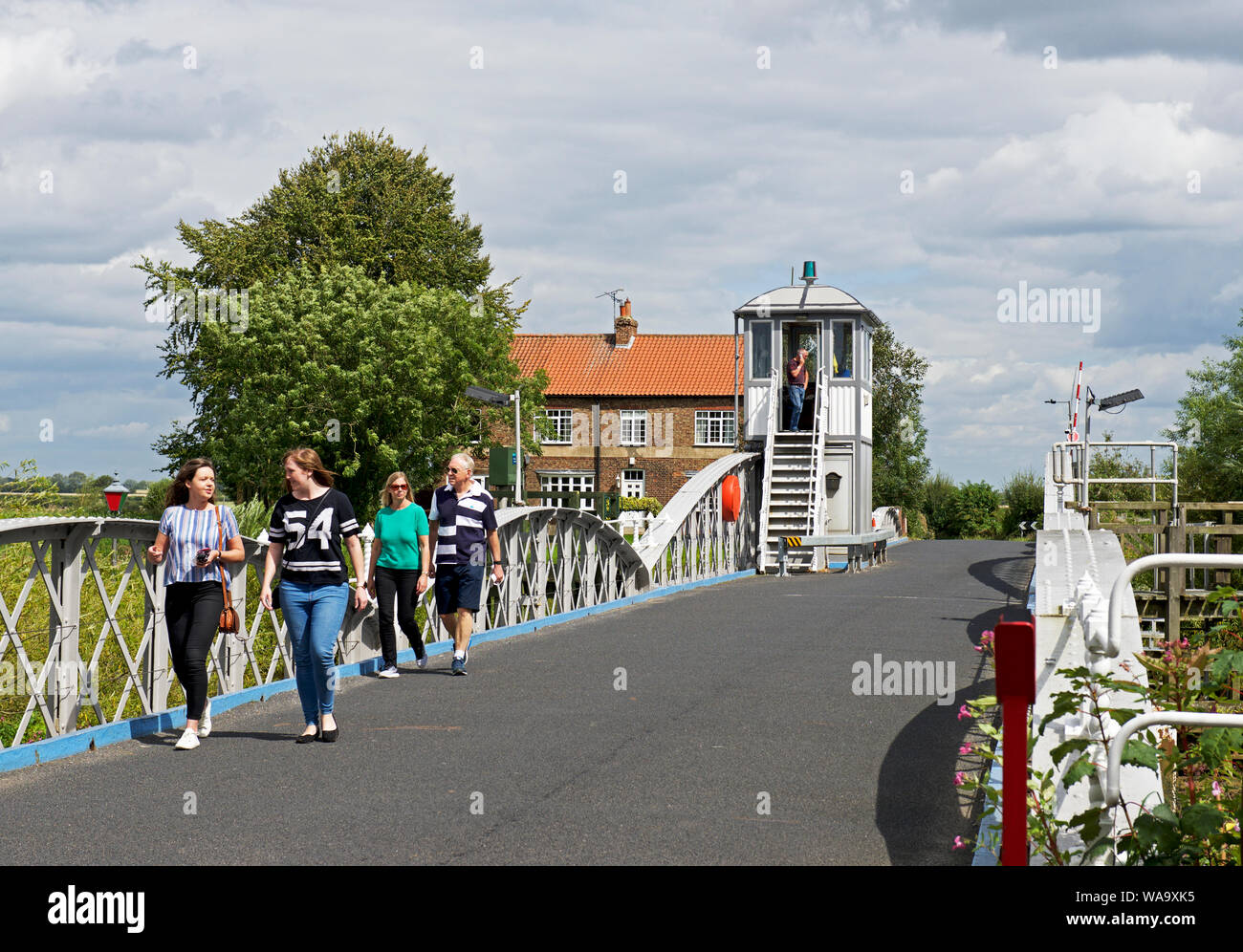 Swing bridge over the River Ouse at Cawood, North Yorkshire, England UK ...