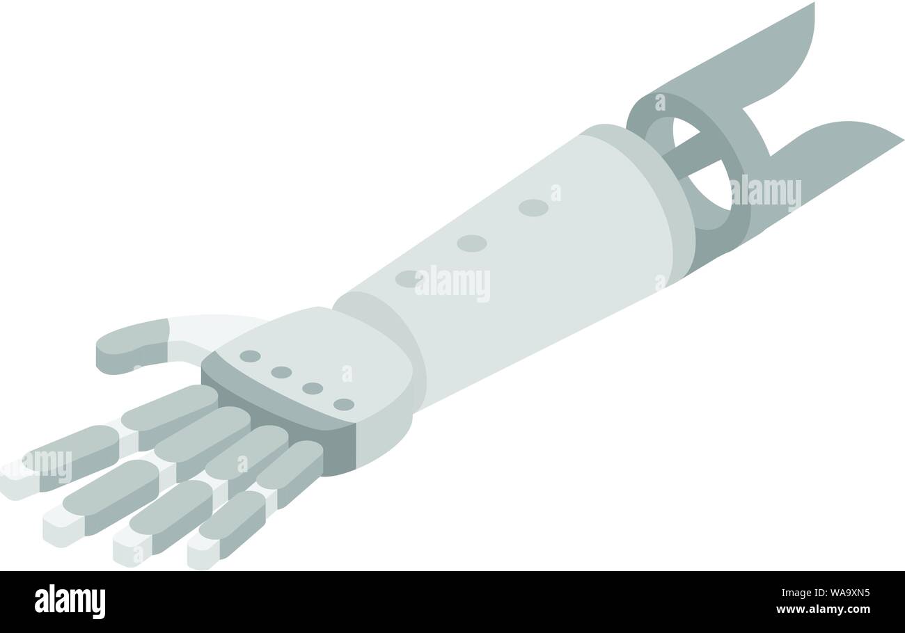 Metal artificial limb hand icon, isometric style Stock Vector Image ...