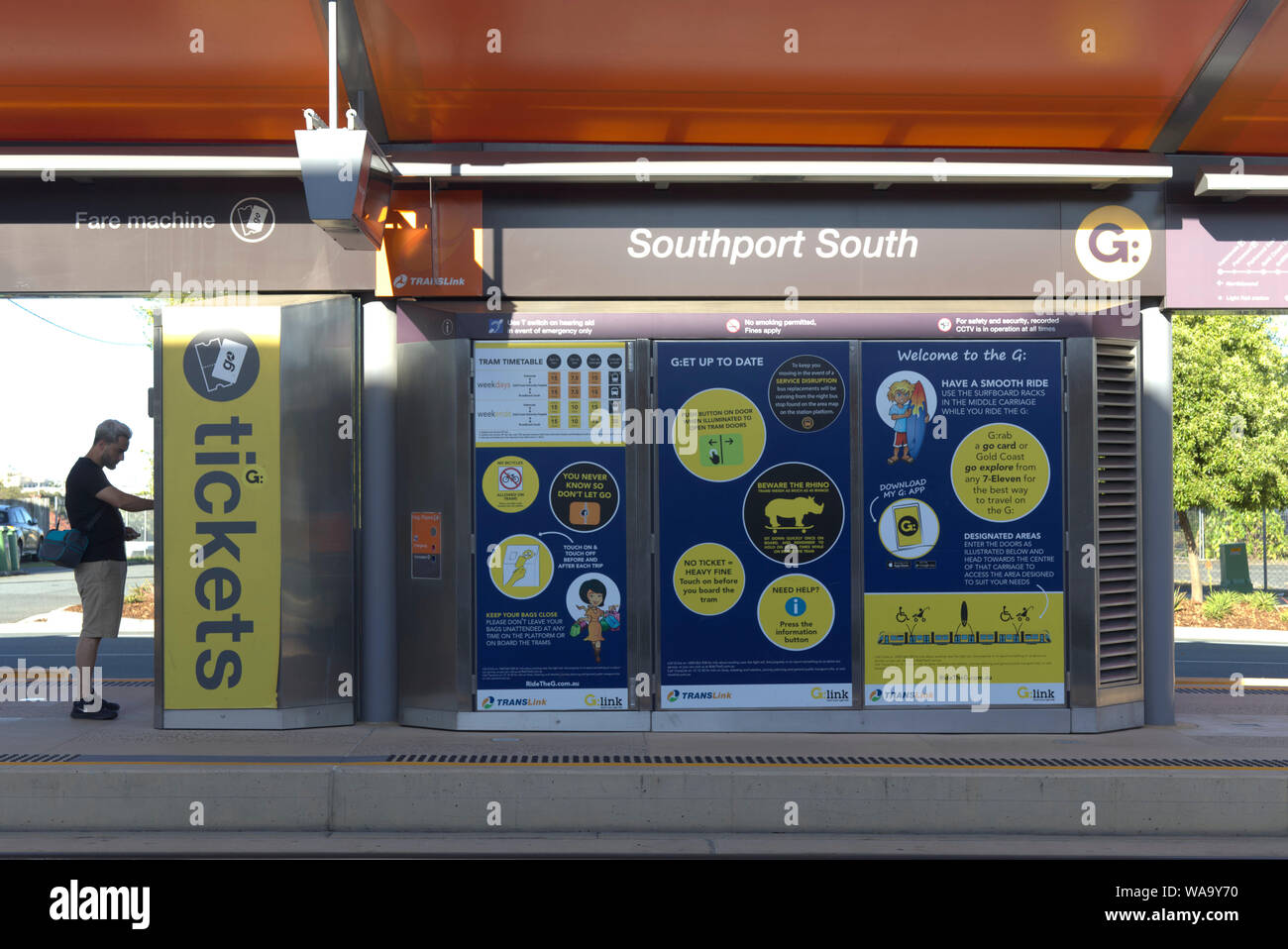 Ticket station for Q Link Tram - Light Rail passing through Southport ...