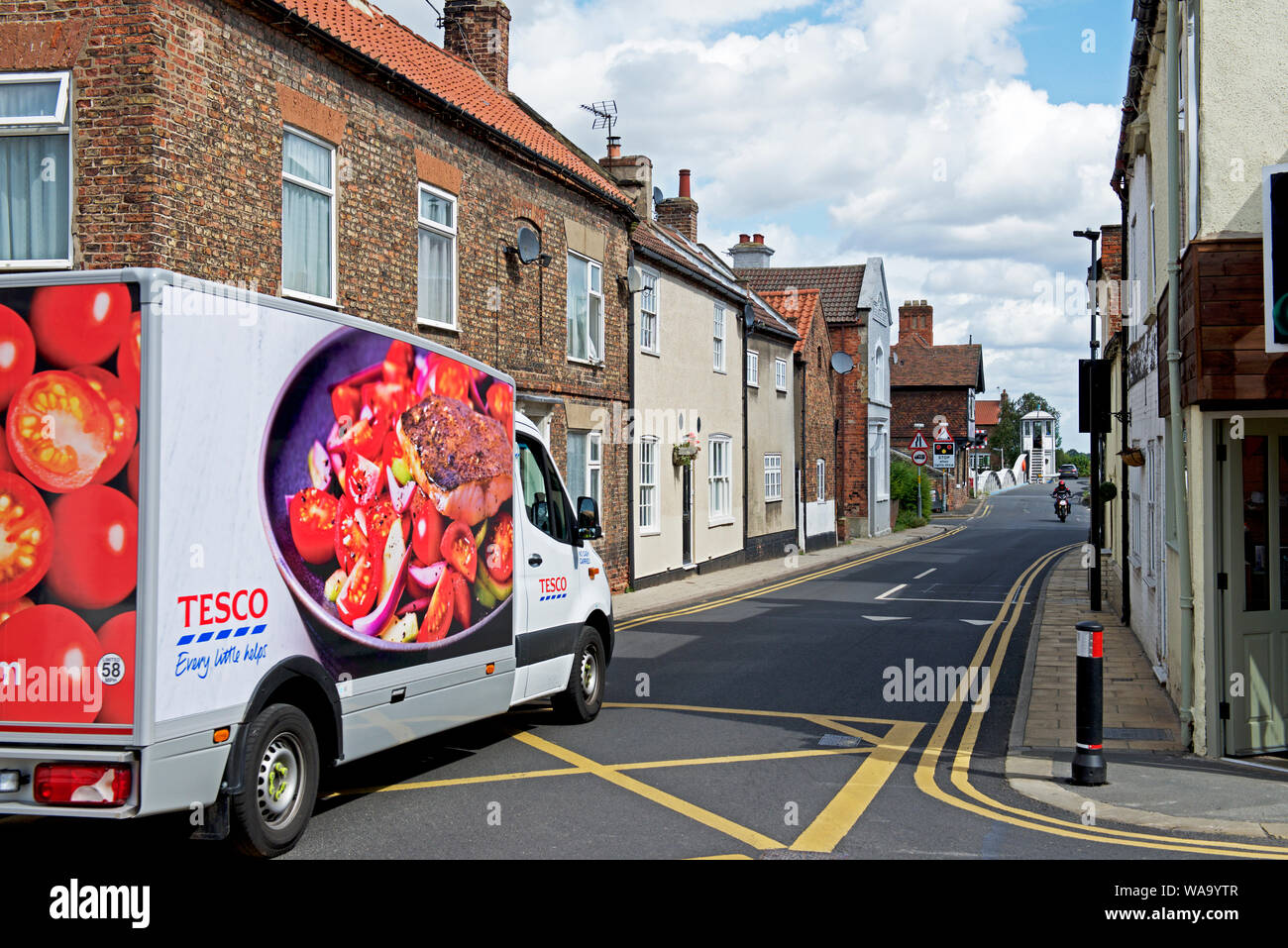 Tesco delivery van in the village of Cawood, North Yorkshire, England ...